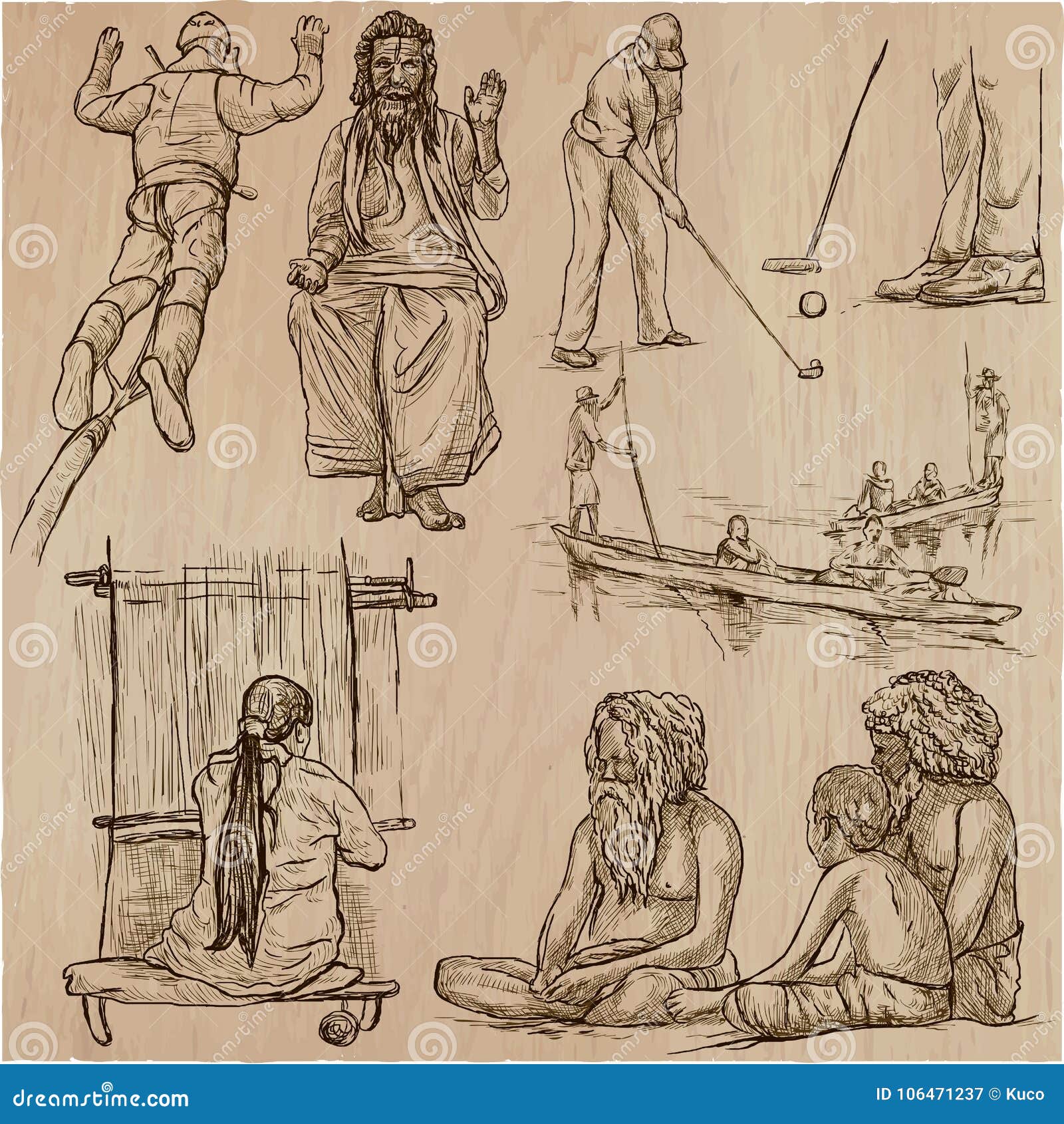 People - an Hand Drawn Vector Collection. Freehand Drawing. Line Stock ...