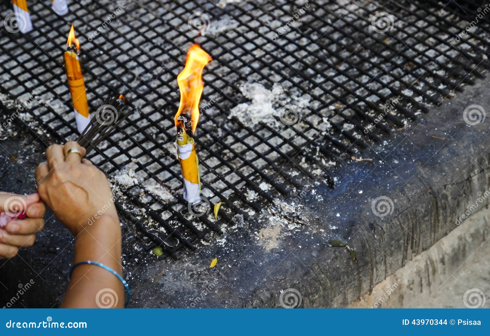 People Hand Fire the Joss Stick Stock Photo - Image of thailand ...