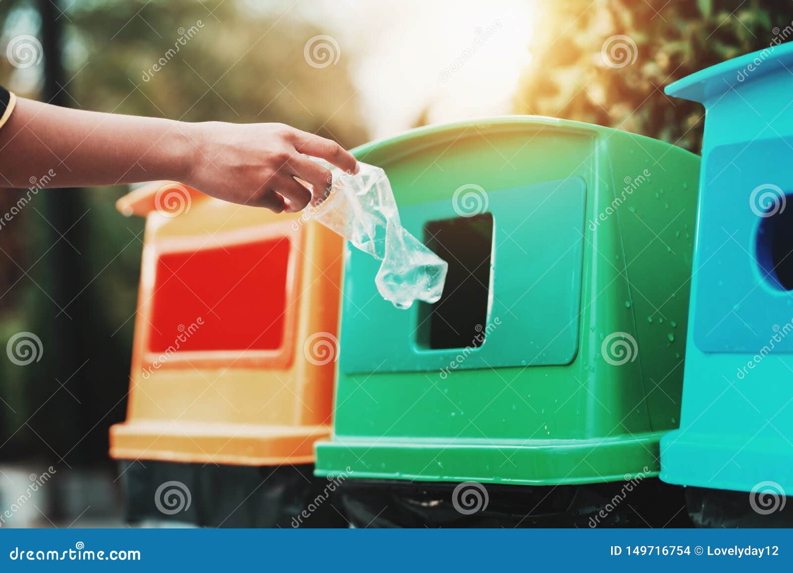 People Hand Holding Garbage Bottle Plastic Putting into Recycle Bin for ...