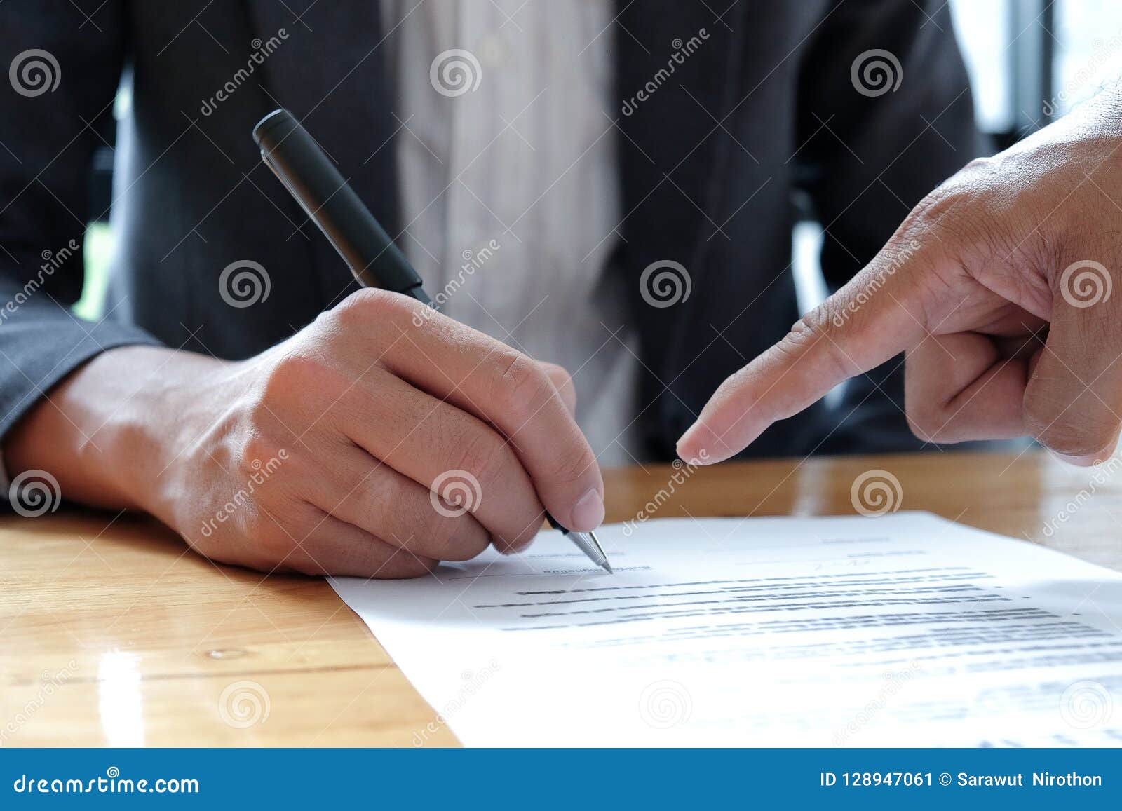 People Hand Pointing To Sign Documents. Stock Image - Image of media ...