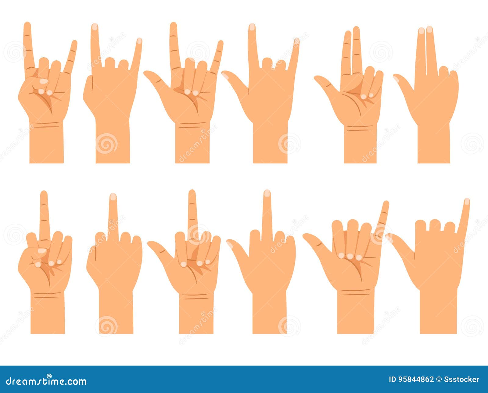 People Hand Signals Different Gestures Stock Vector - Illustration of ...
