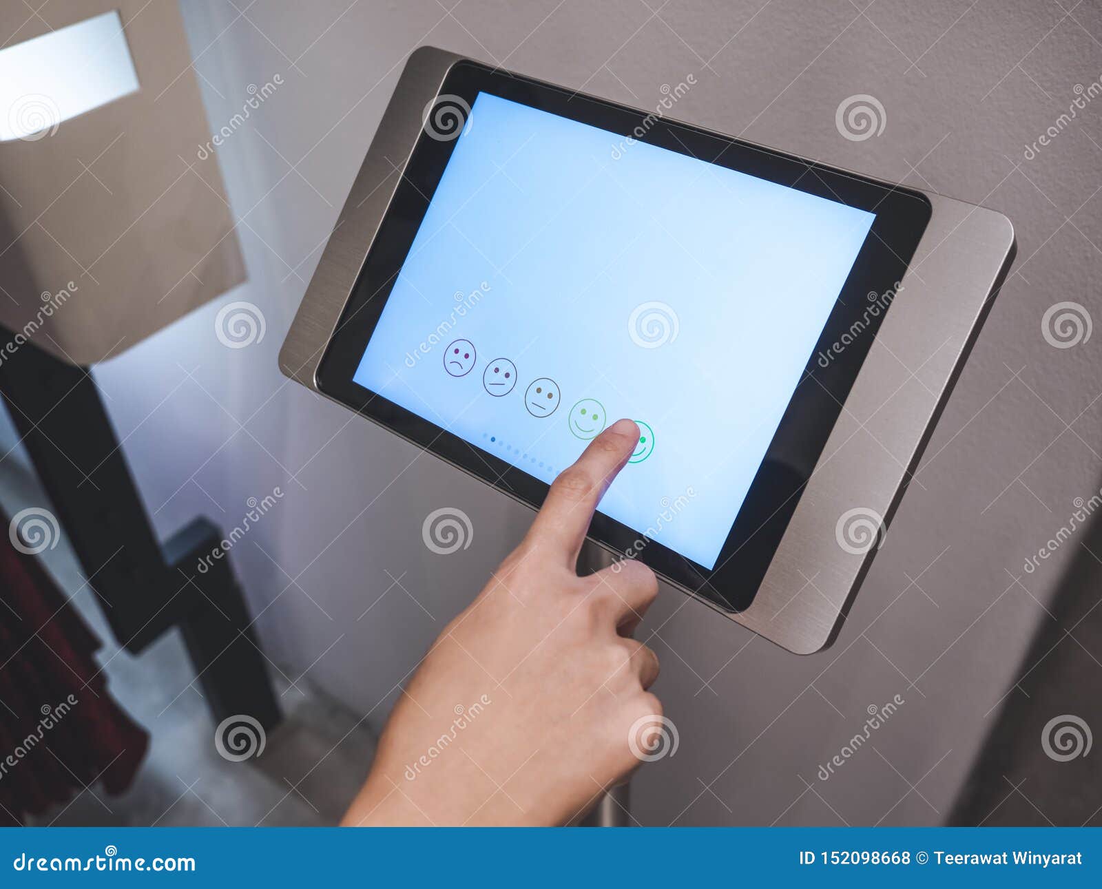 Customer Satisfaction Response People Hand on Touch Screen Digital ...