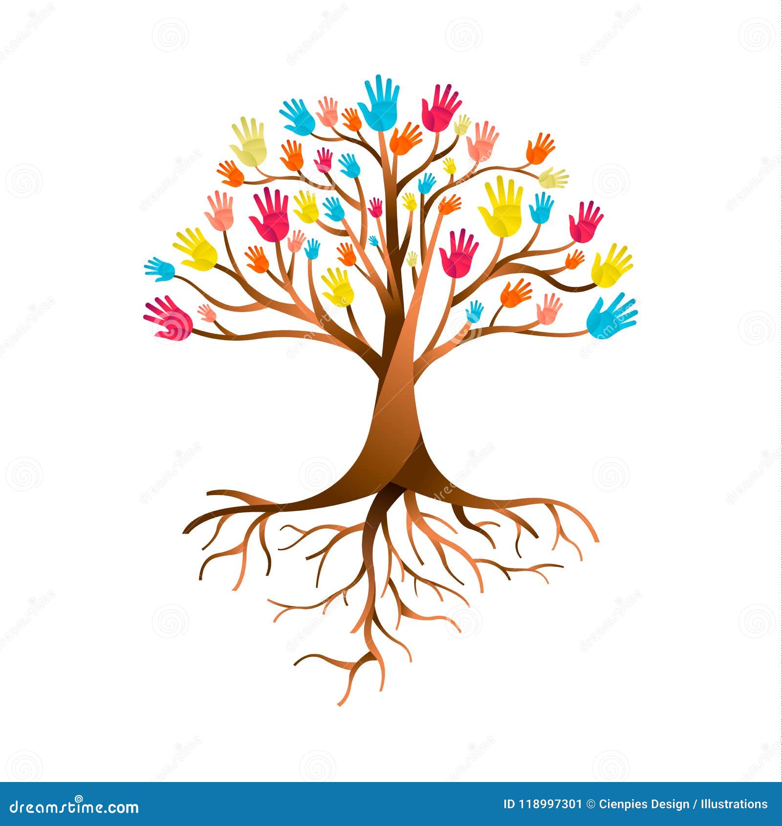 People Hand Tree for Diversity Teamwork Stock Vector - Illustration of ...