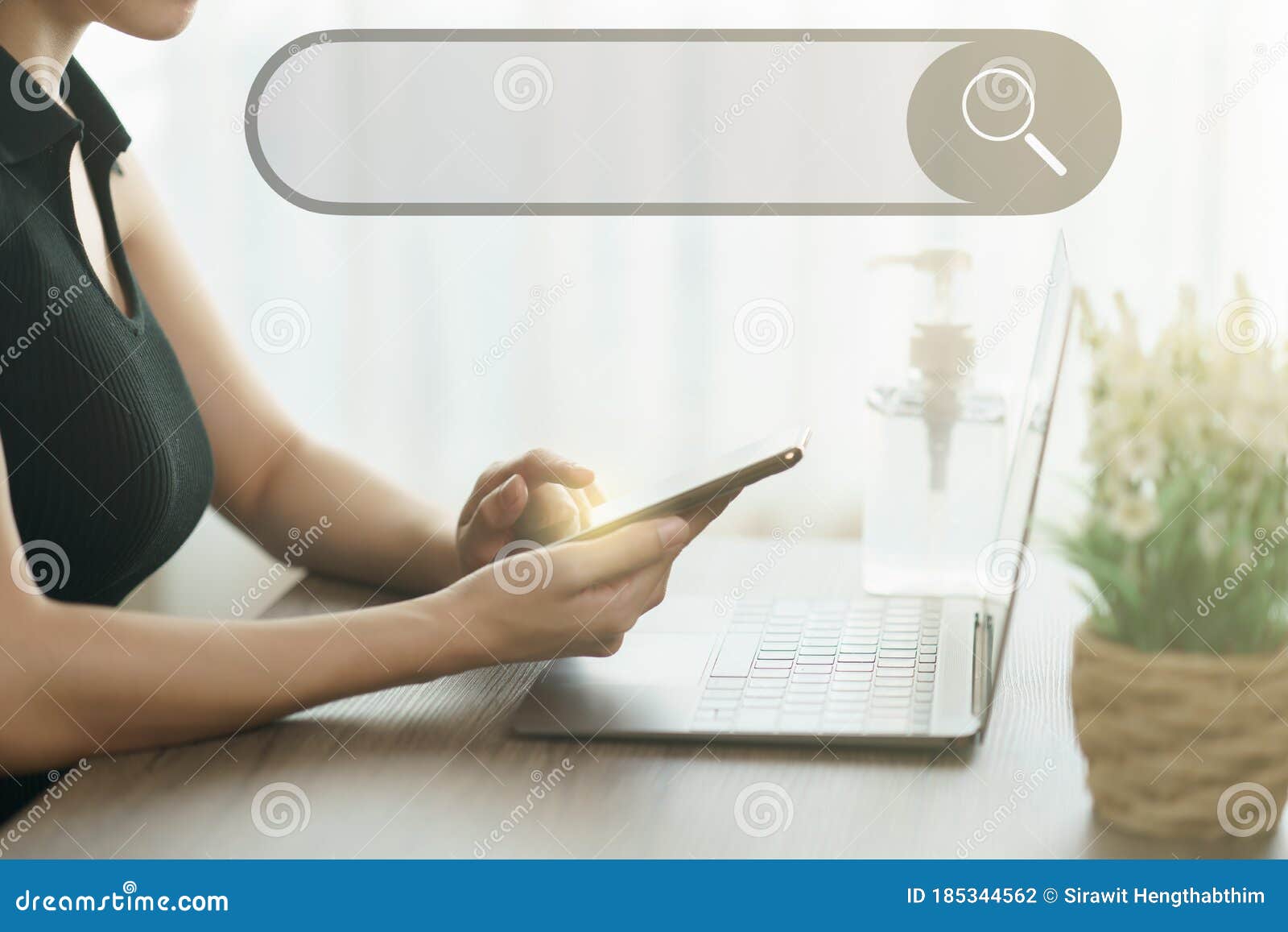 People Hand Using Mobile Phone Searching for Information in Internet ...