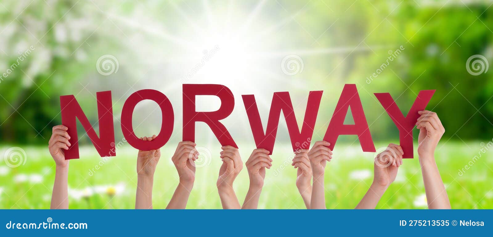 People Hands Building Word Norway, Grass Meadow Stock Image - Image of ...