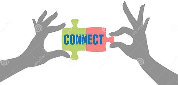 Hands Find Connection Puzzle Solution Stock Vector - Illustration of ...