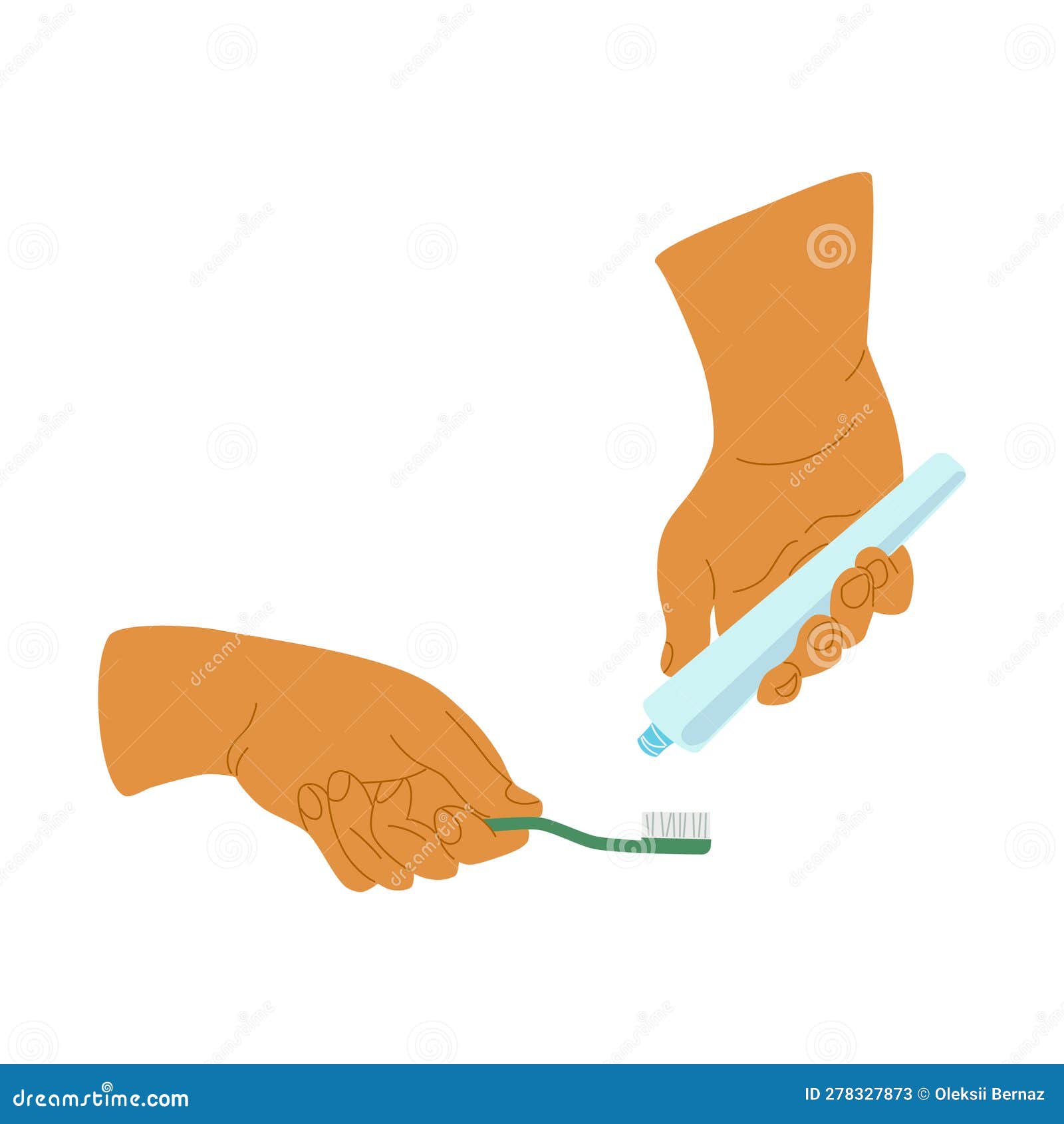 People Hands Doing Morning Routine Close Up Vector Illustration. Palms ...