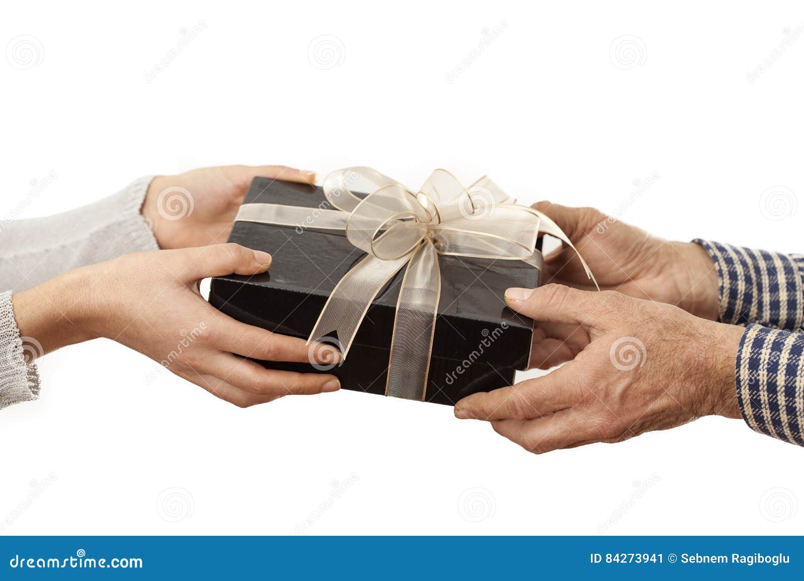 People Hands Gives Gift in Box Stock Image - Image of brown, present ...