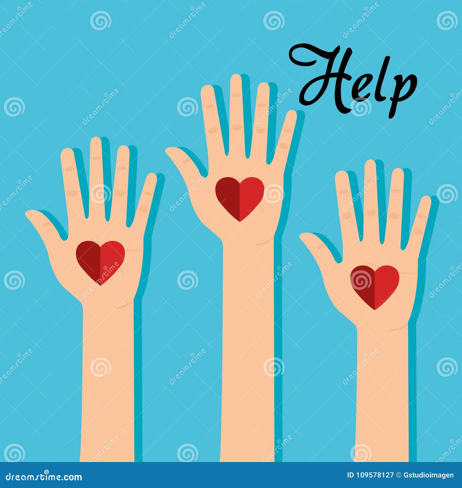 People Hands with Heart Help Stock Vector - Illustration of concept ...