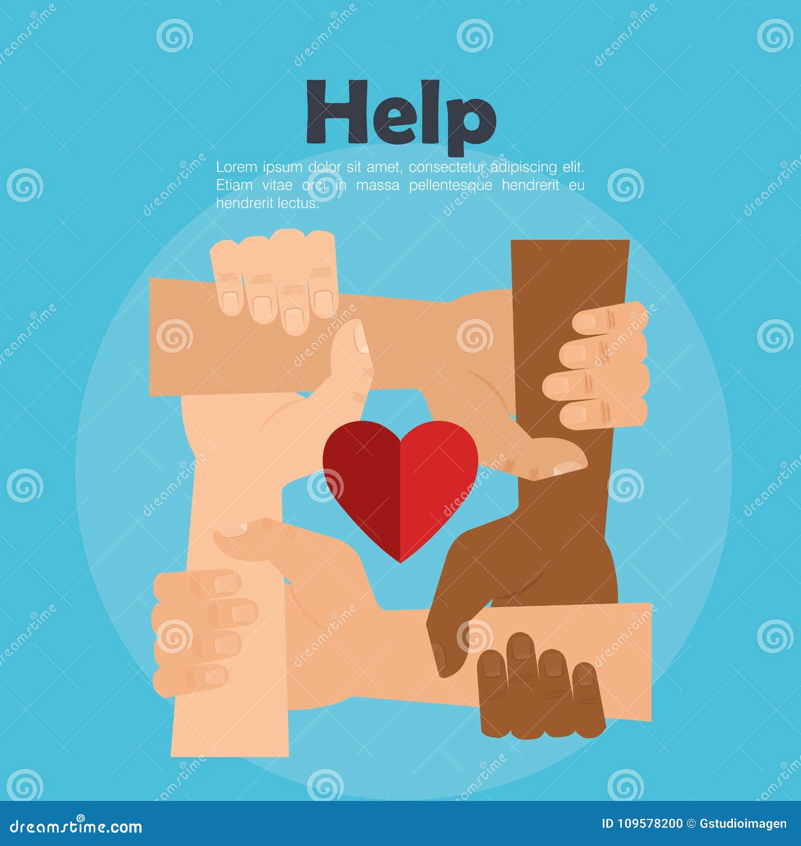 People Hands with Heart Help Stock Vector - Illustration of group ...