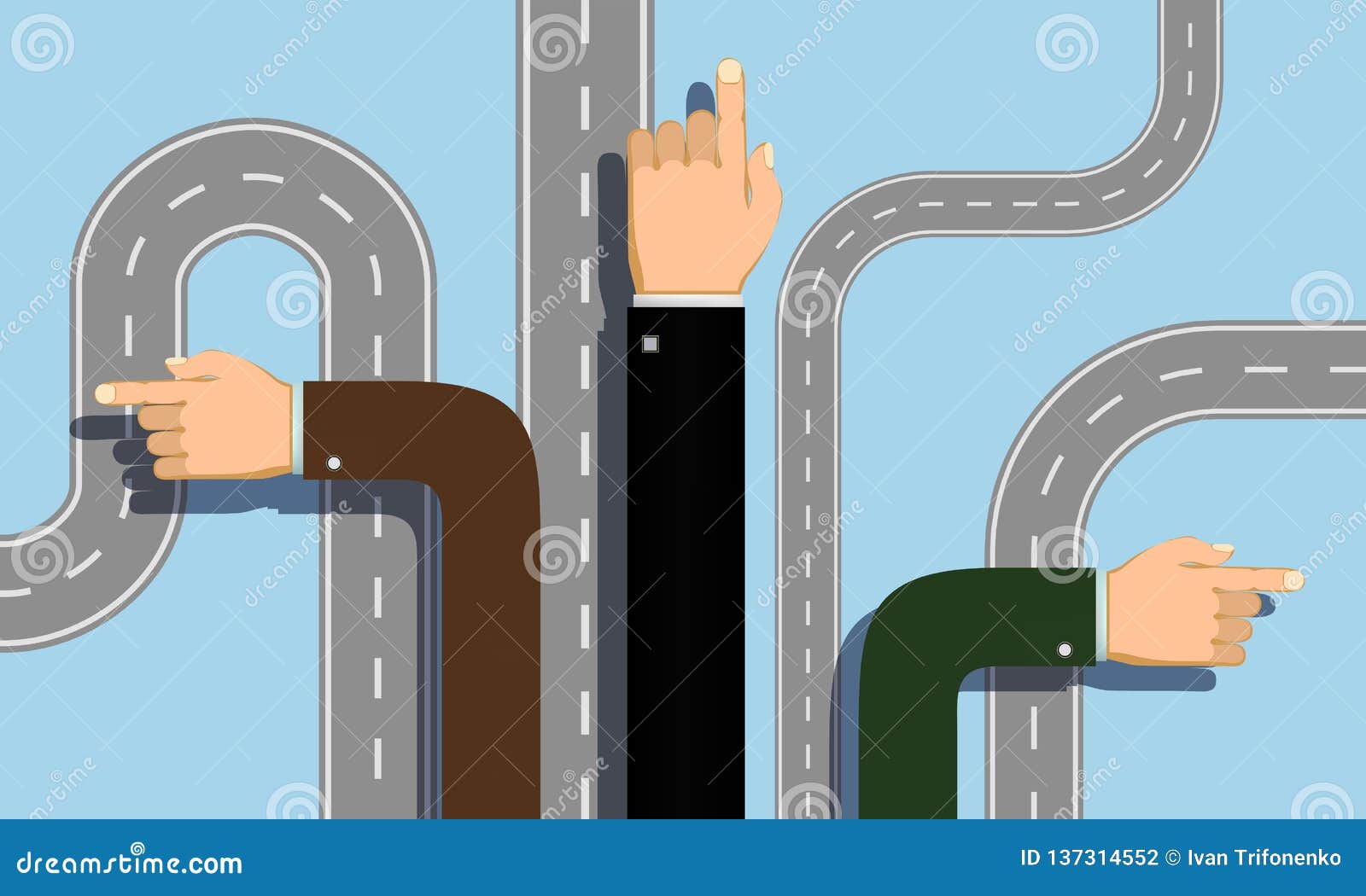 People Hands Point Direction. Choice of the Road Stock Vector ...