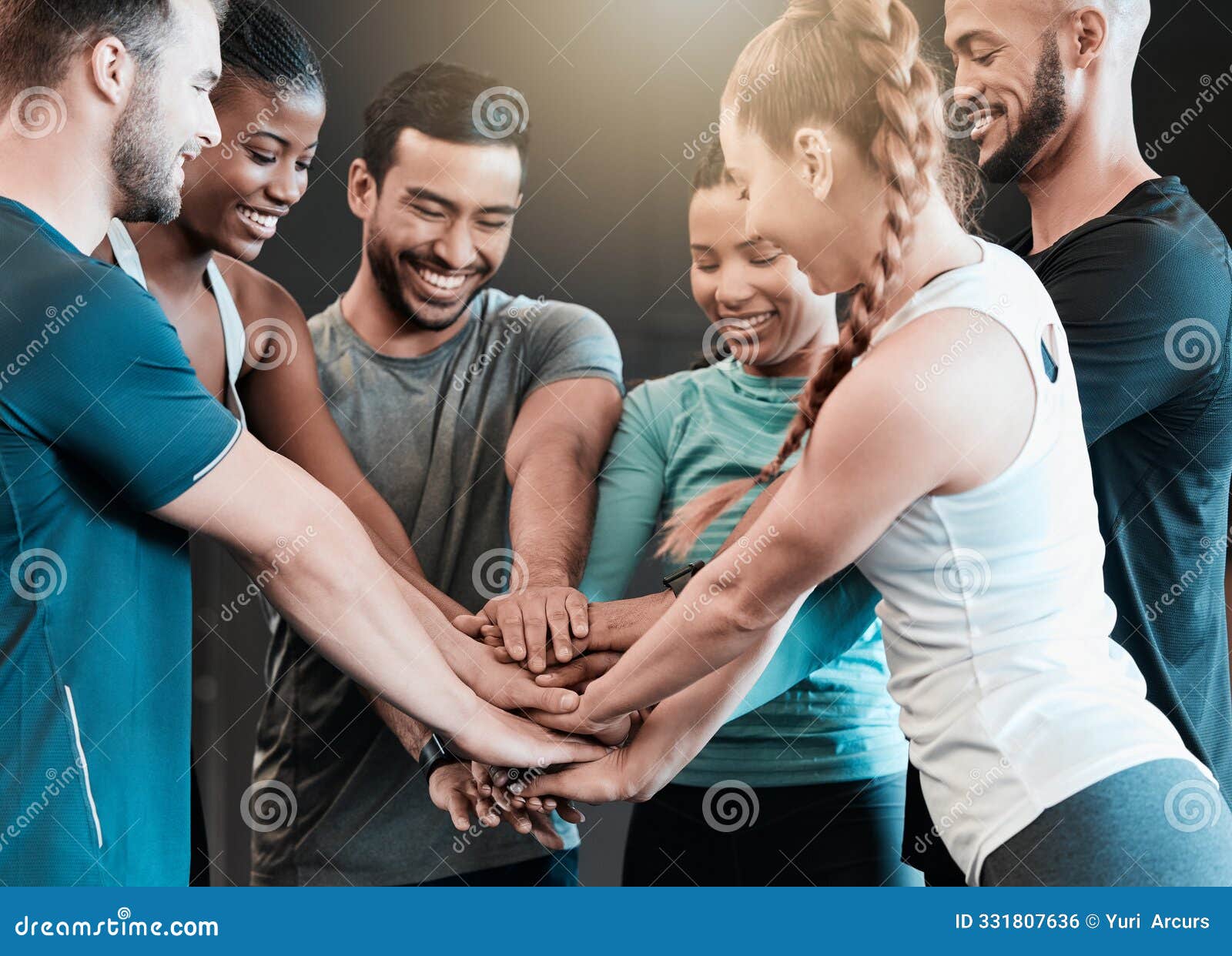 People, Hands and Stack at Gym for Fitness Group, Support and Teamwork ...
