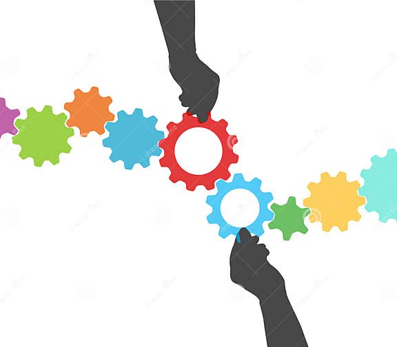 People Hands Technology Gear Process Management Stock Vector ...