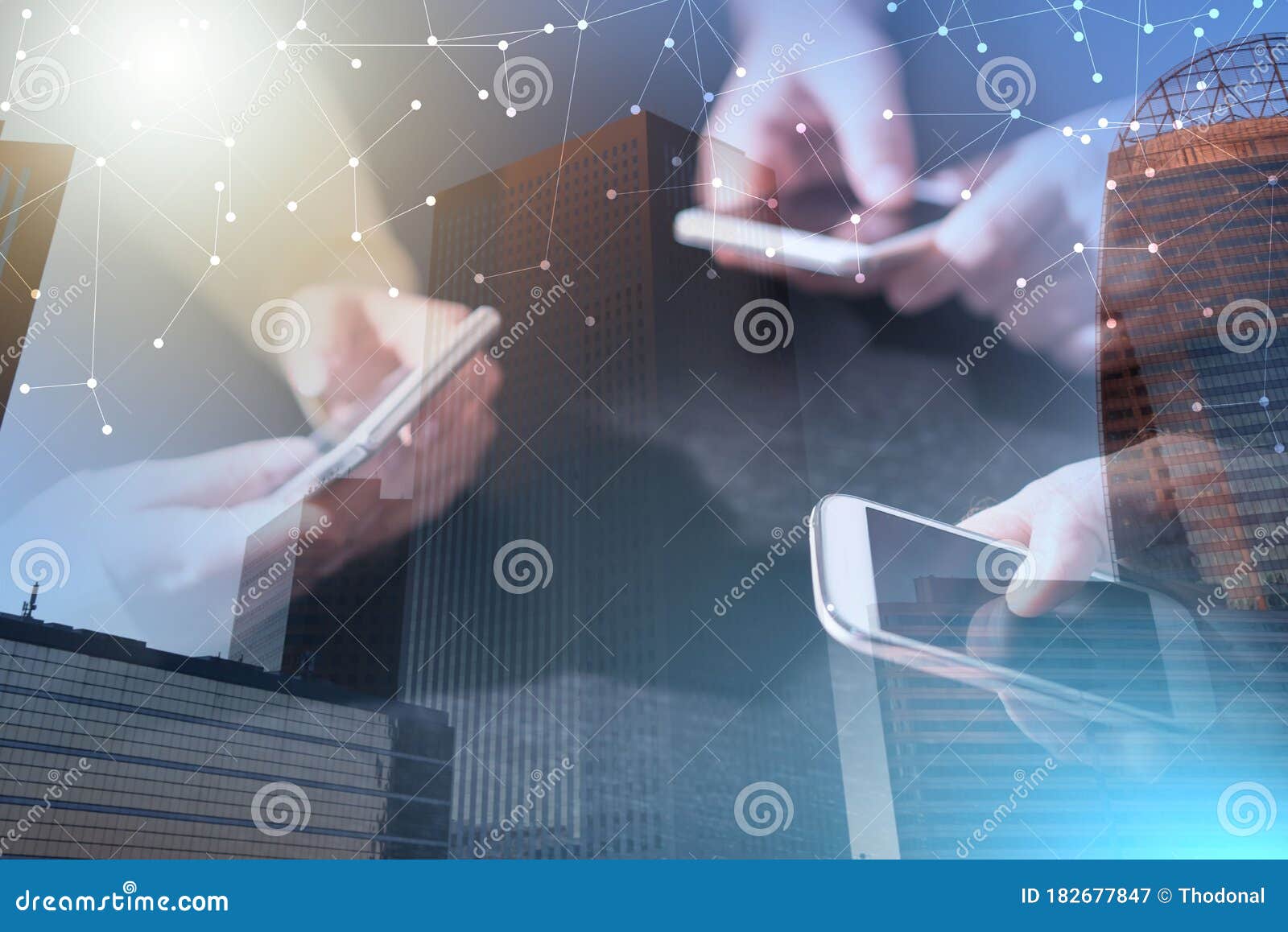 People Hands Using Mobile Phones; Multiple Exposure Stock Image - Image ...