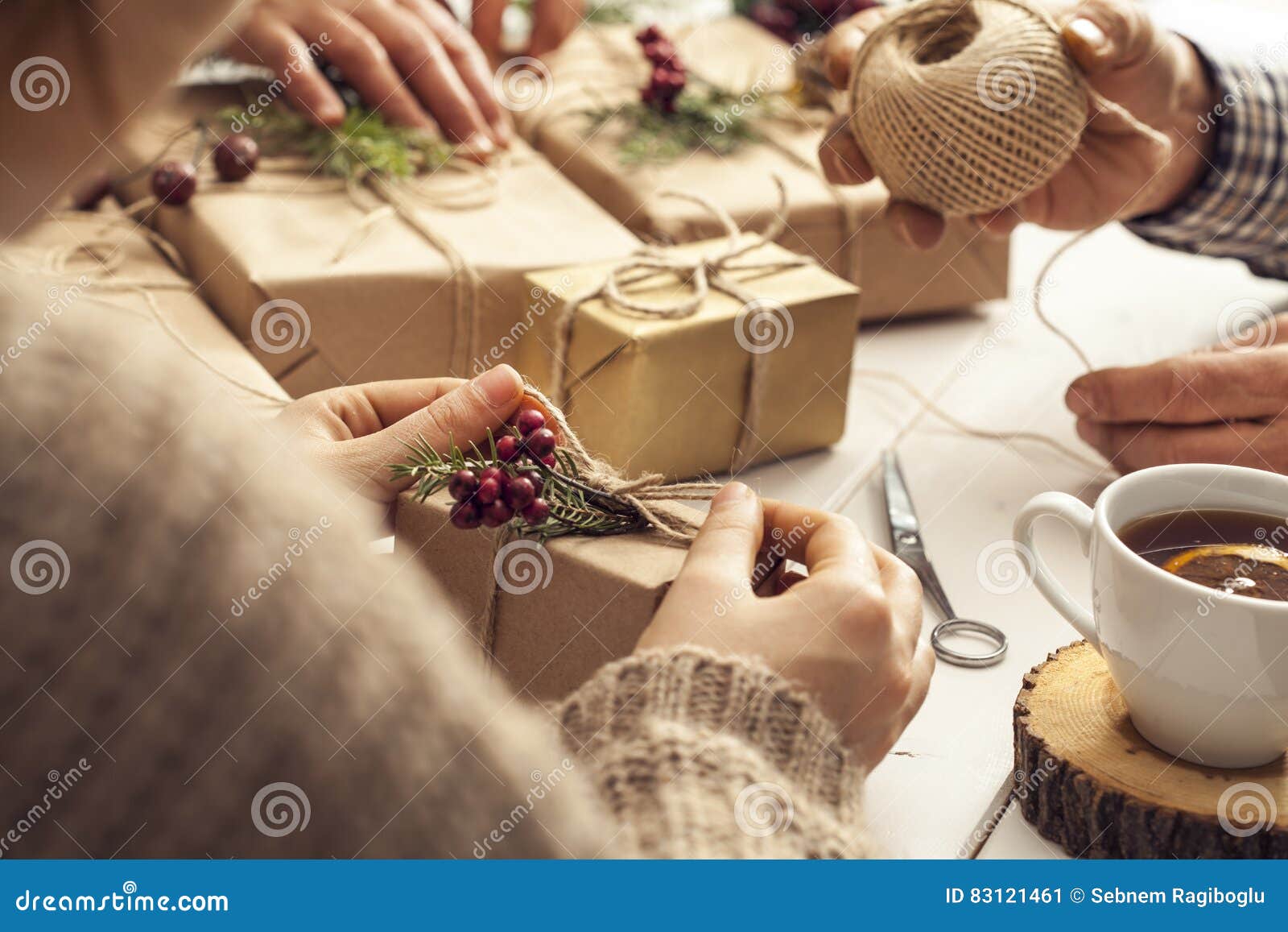 People Hands Wrap Gift Boxes Stock Image - Image of drink, boxes: 83121461
