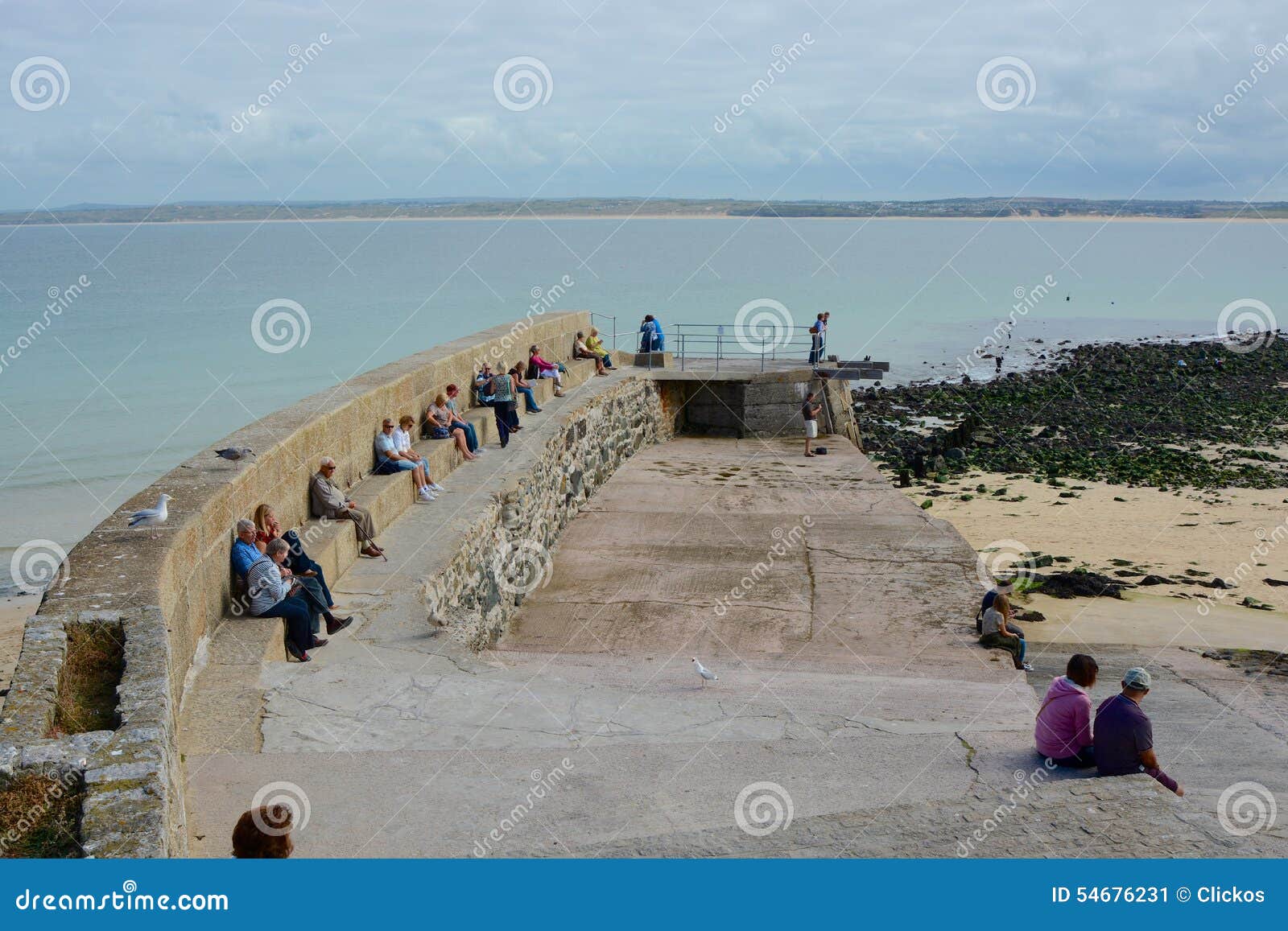 People on Harbour Wall at Saint Ives, Cornwall, England Editorial Photo ...