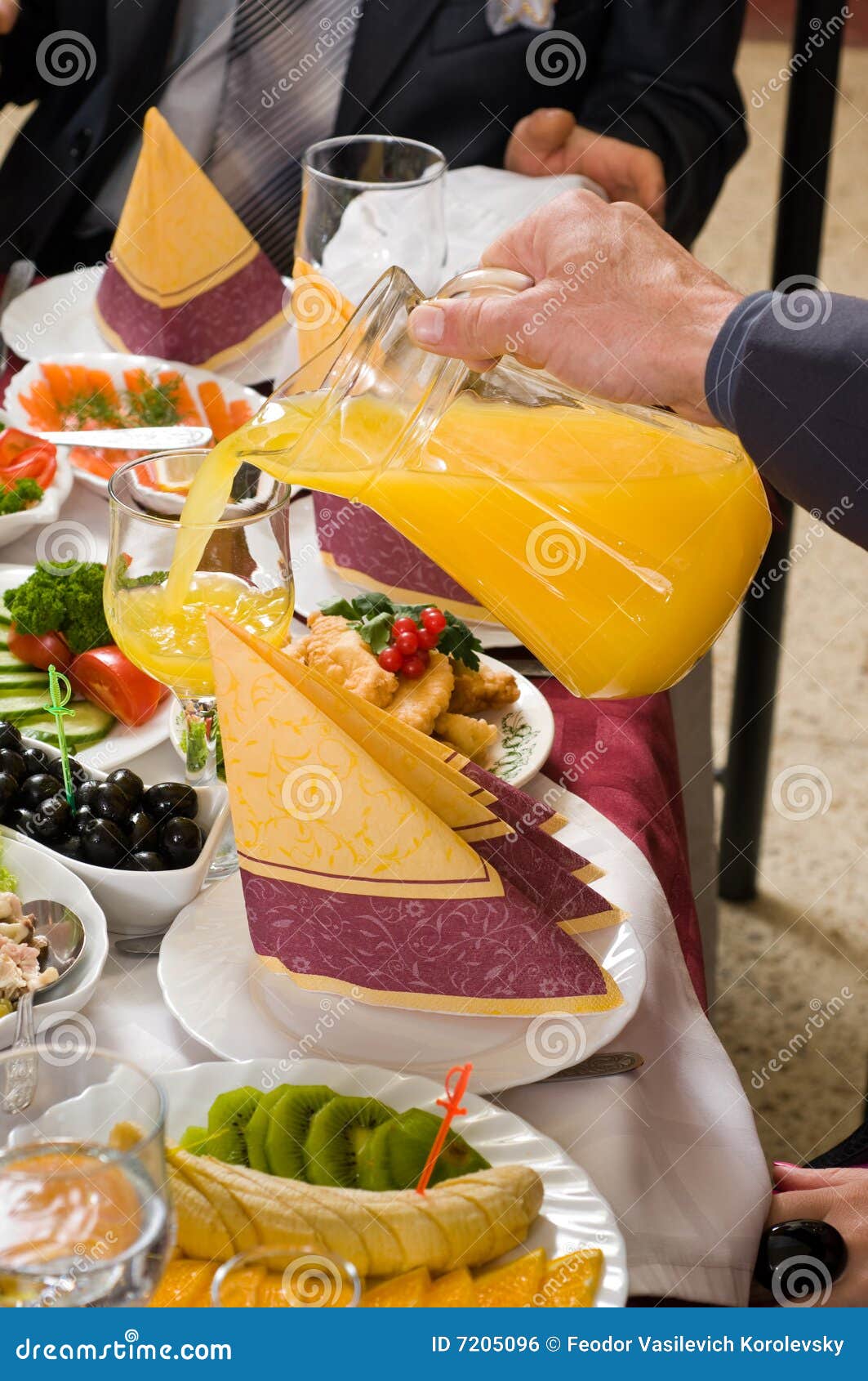 People Have Supper on a Banquet. Stock Photo - Image of pours, bananas ...