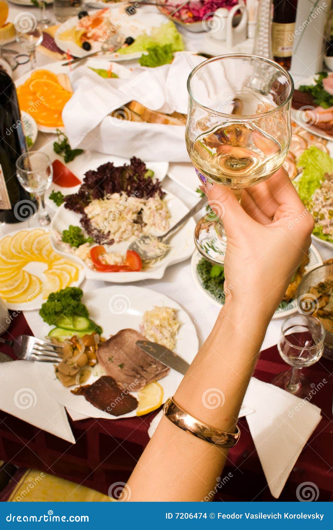 People Have Supper on a Banquet. Stock Photo - Image of knifes, meat ...