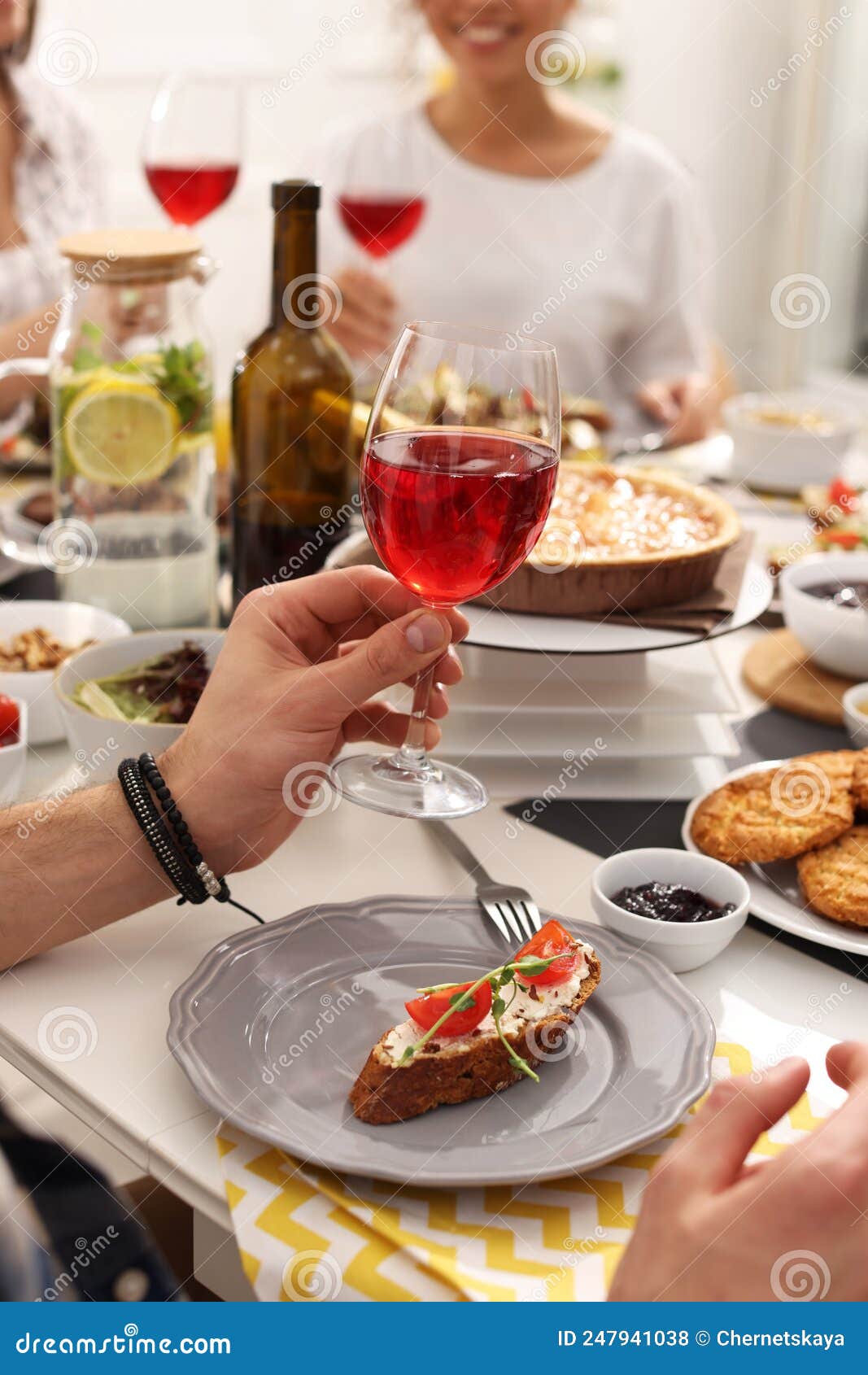 People Having Brunch Together at Table Indoors, Closeup Stock Photo ...