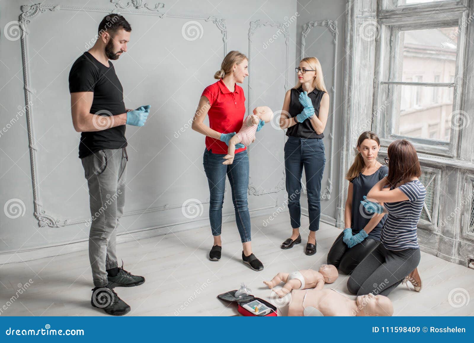 First aid training stock image. Image of people, conversation - 111598409