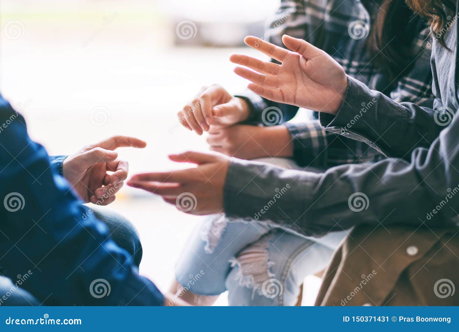 People Having Conversation Together Stock Image - Image of hand, female ...