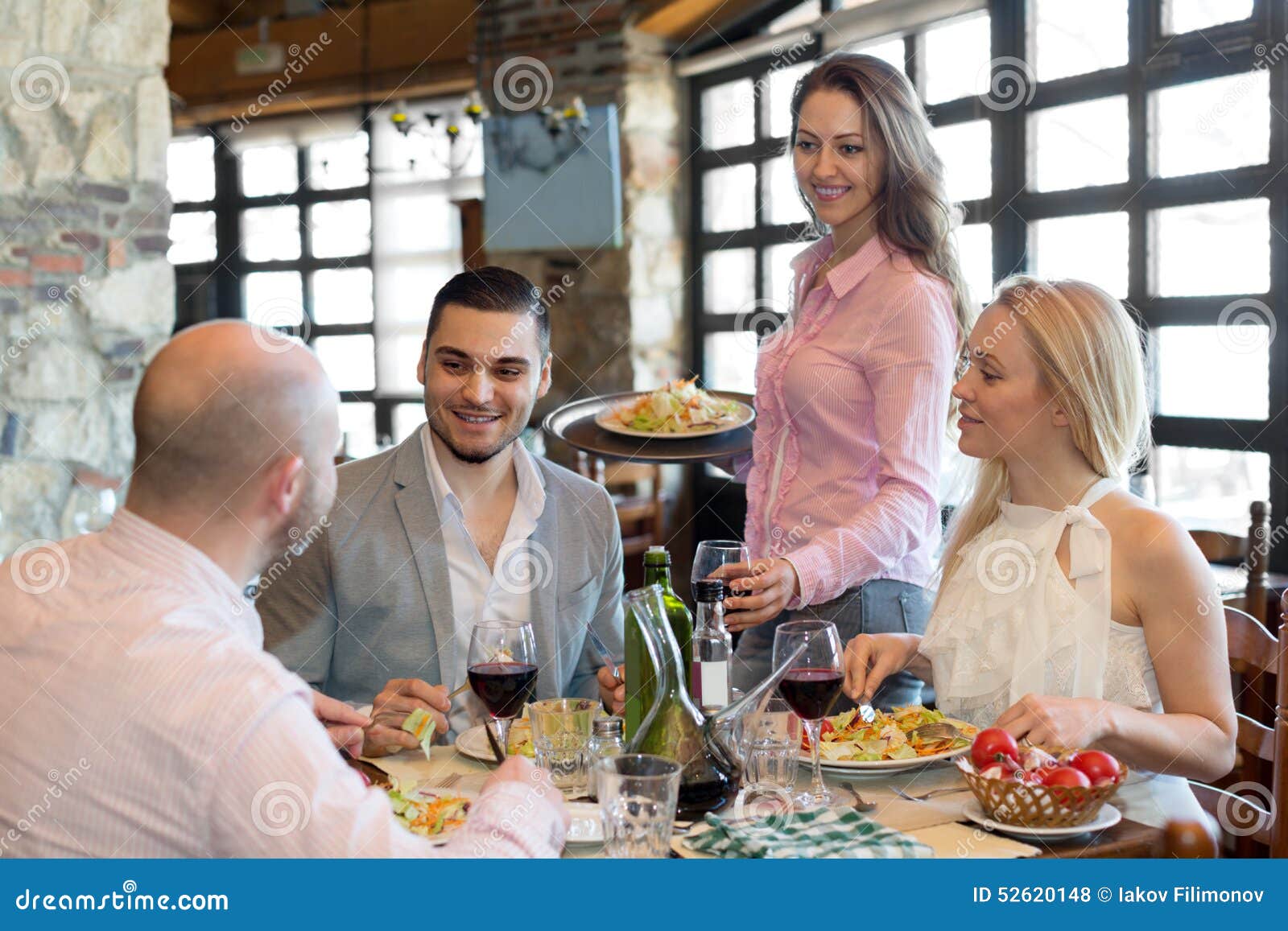 People Having Dinner Rural Restaurant Stock Photo - Image of quick ...