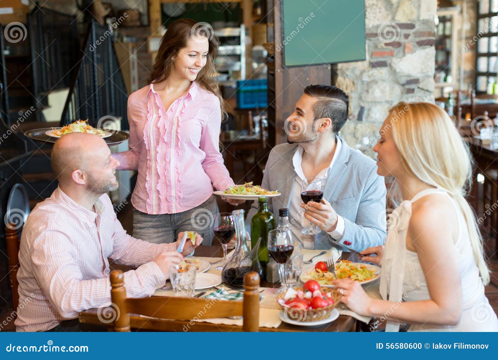 People Having Dinner Rural Restaurant Stock Photo - Image of order ...