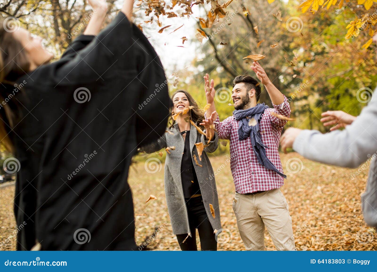 People Having Fun in the Autumn Park Stock Image - Image of pretty ...