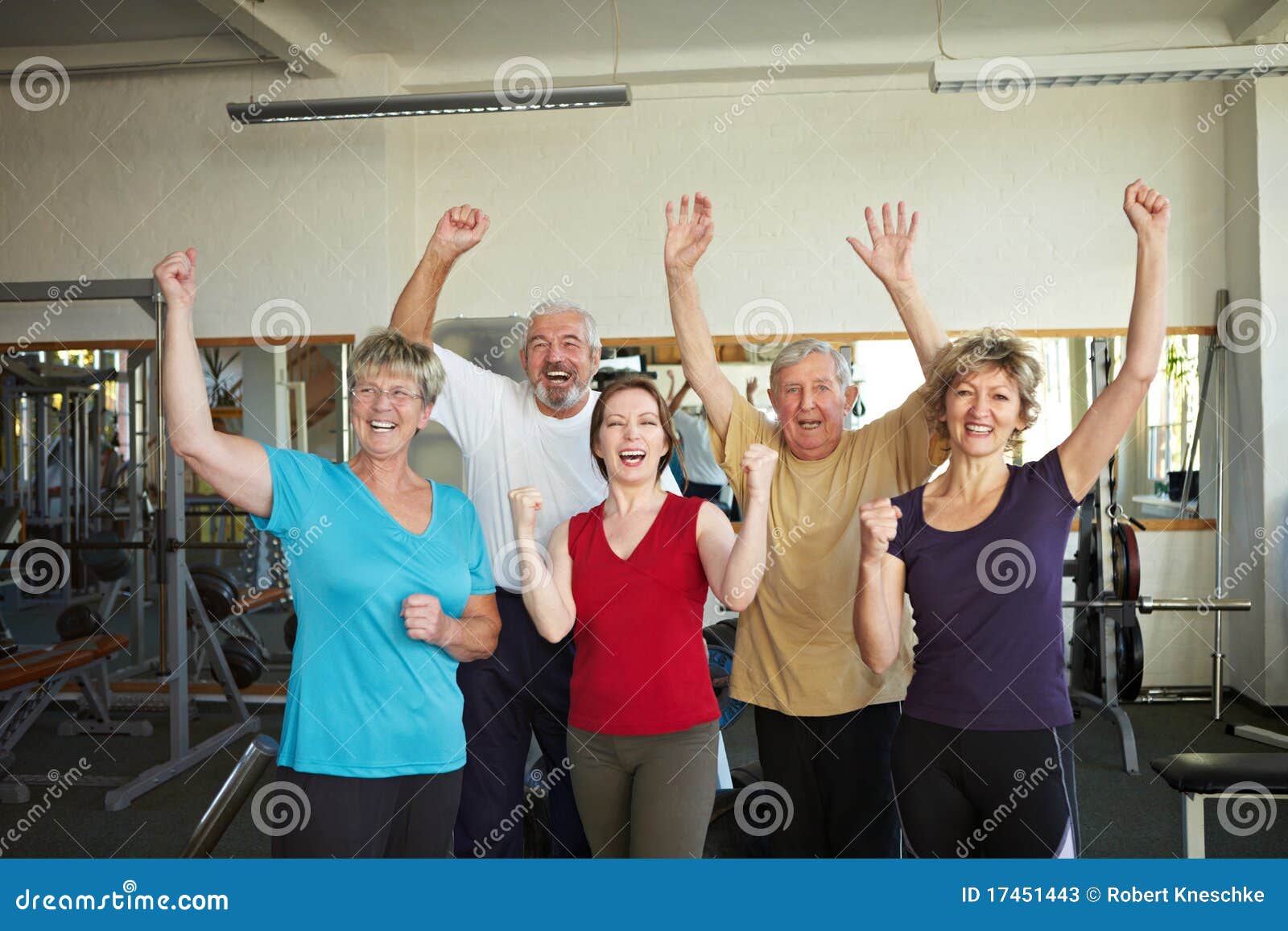 People having fun in gym stock image. Image of pensioner - 17451443