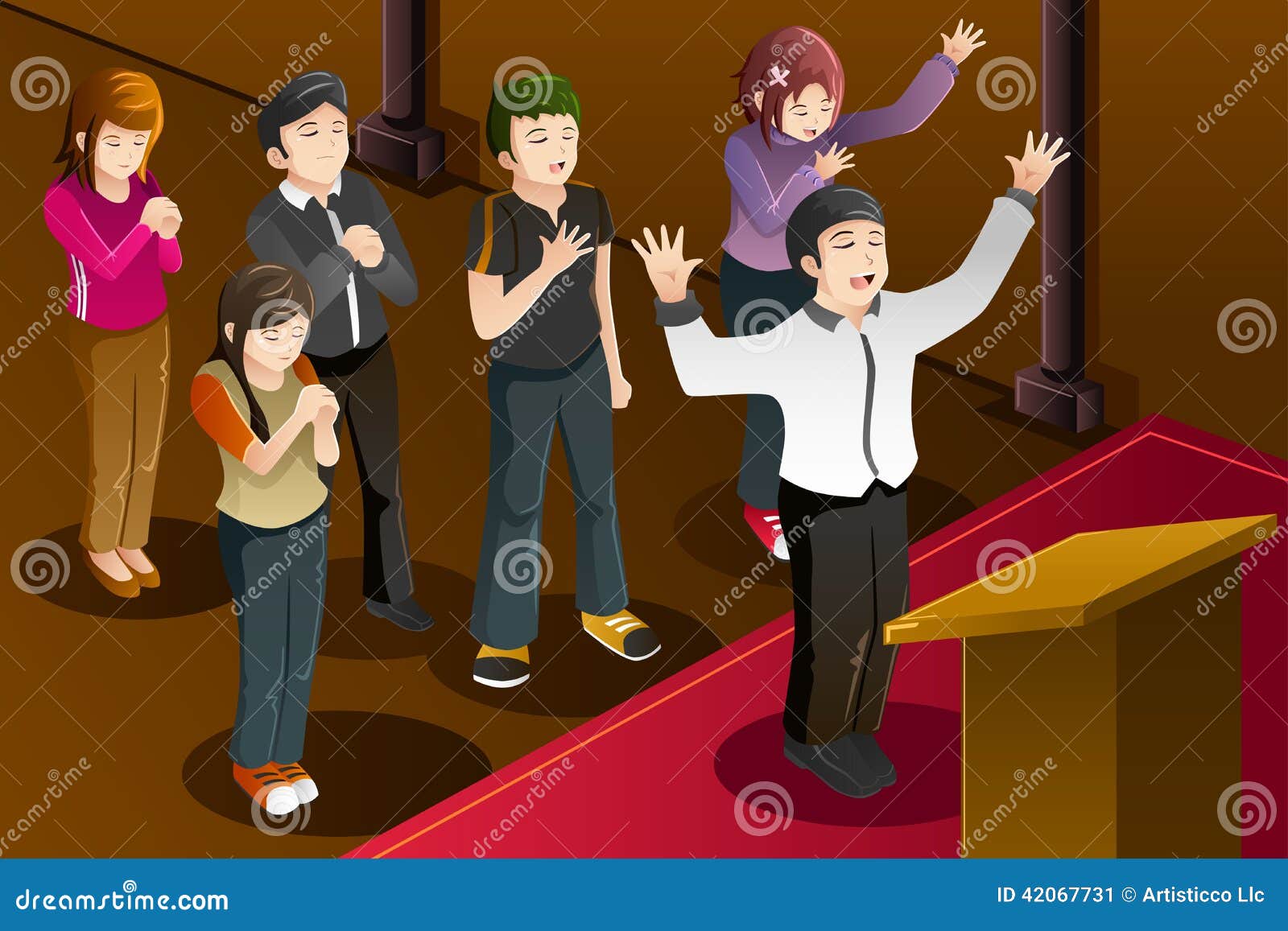 People Having a Group Prayer Stock Vector - Illustration of adult ...