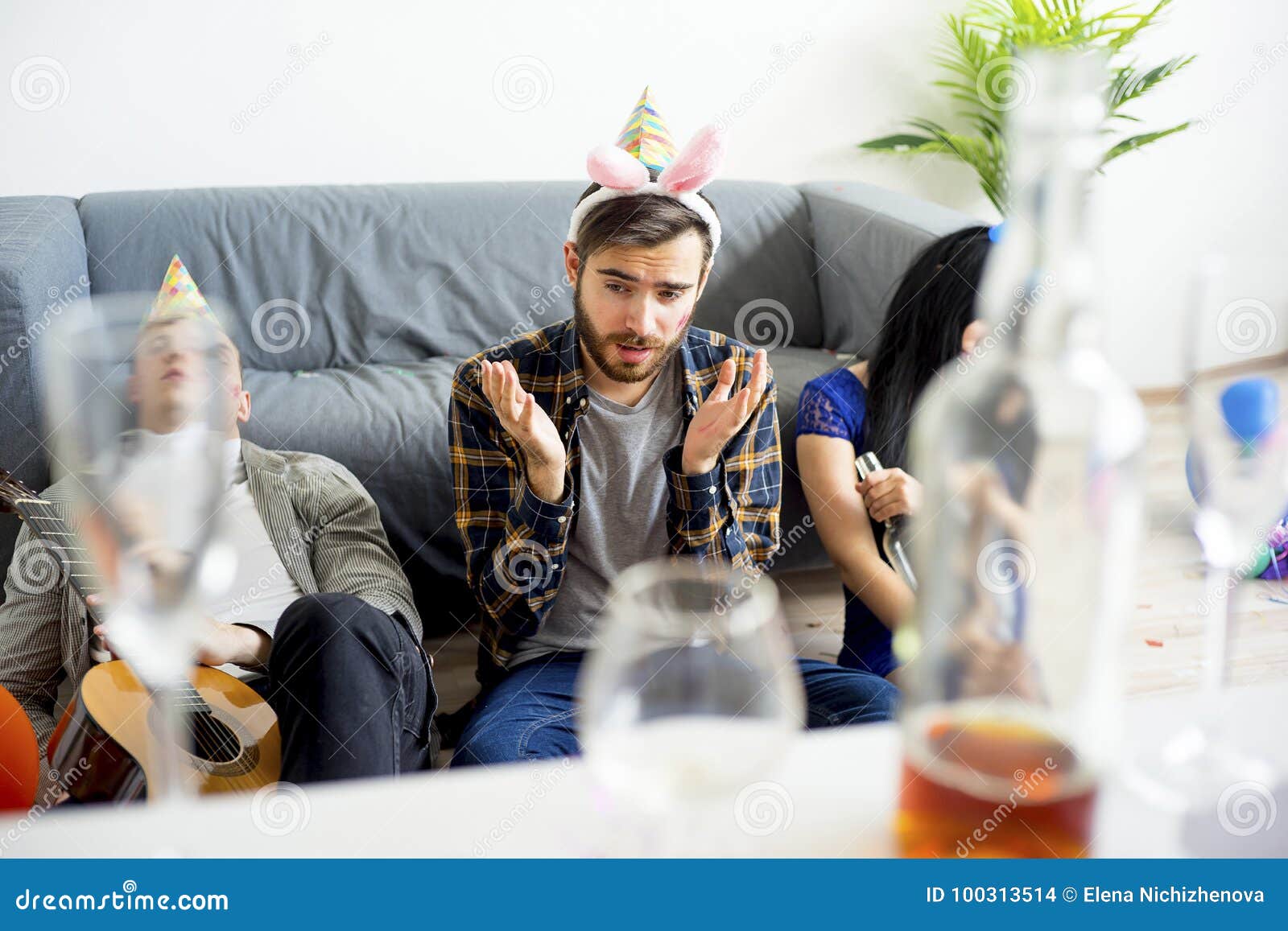 Hangover after a party stock photo. Image of hangover - 100313514