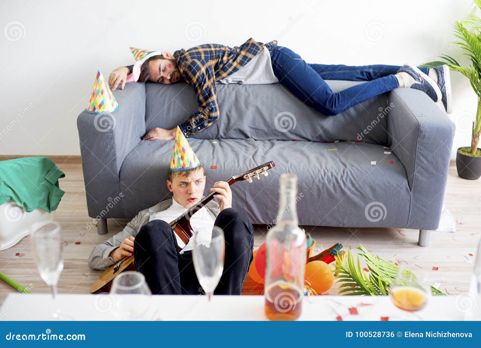 Hangover after a party stock photo. Image of headache - 100528736
