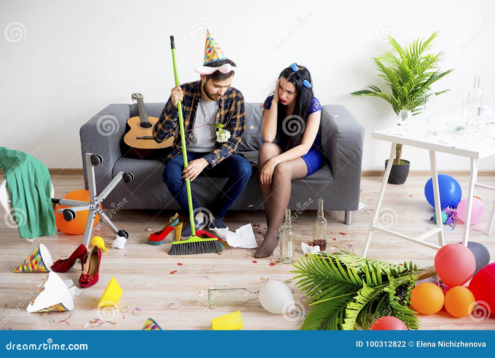 Hangover after a party stock photo. Image of celebration - 100312822