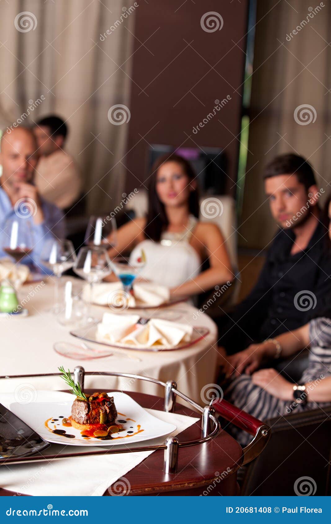 People Having Meal Served in Restaurant Stock Photo - Image of indoor ...