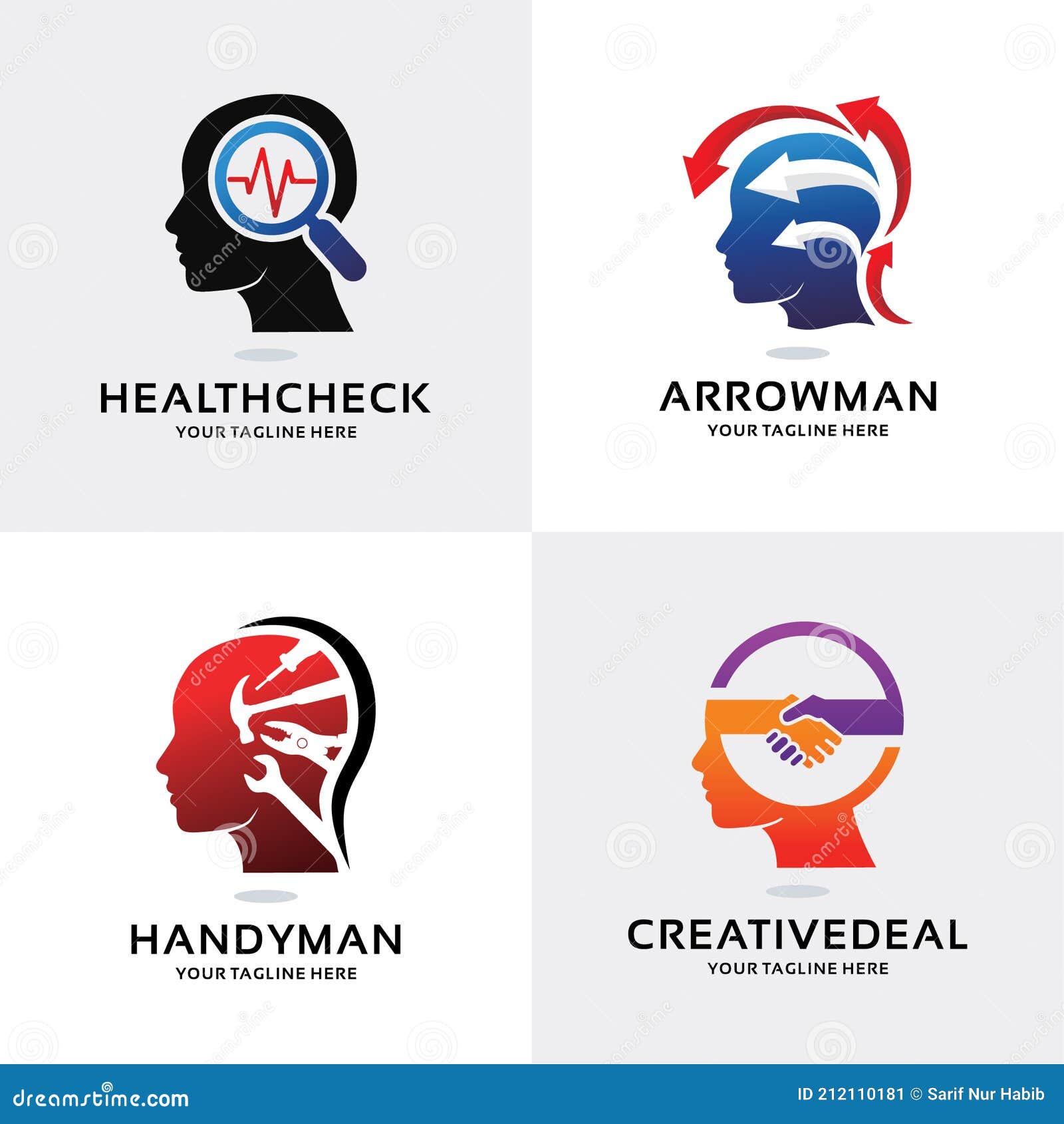 People Head Logo Set Design Template Collection Stock Vector ...