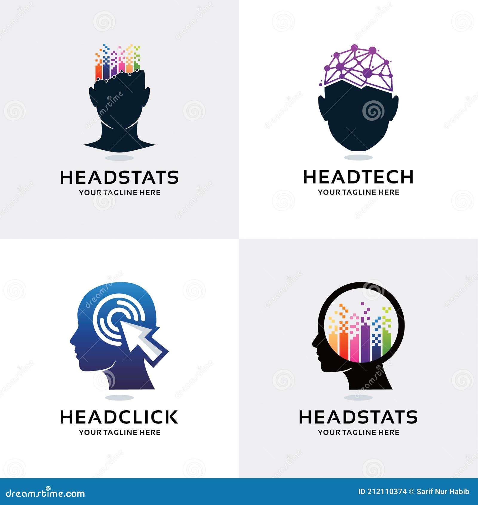 People Head Logo Set Design Template Collection Stock Vector ...