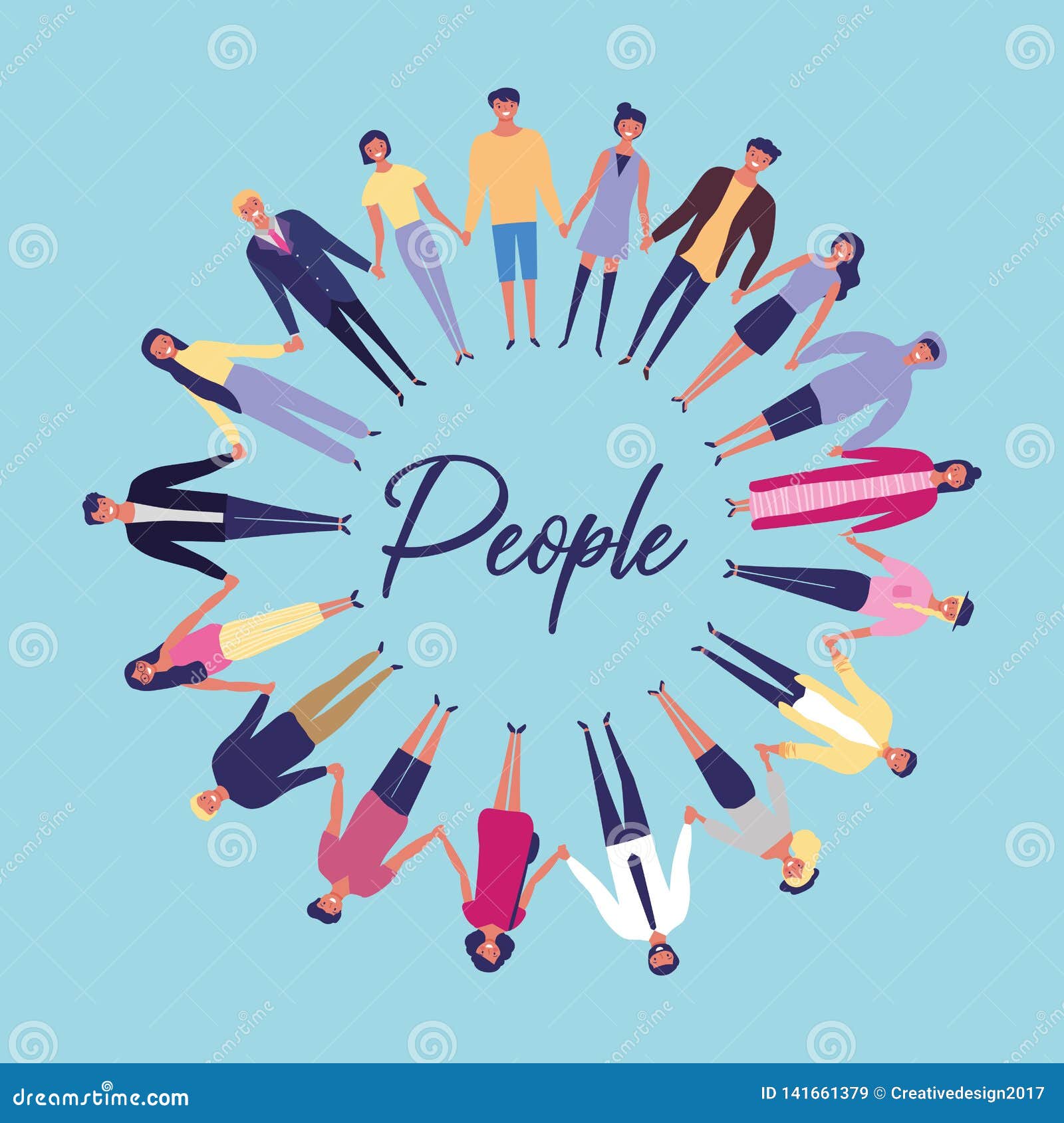 People with held hands stock vector. Illustration of casual - 141661379