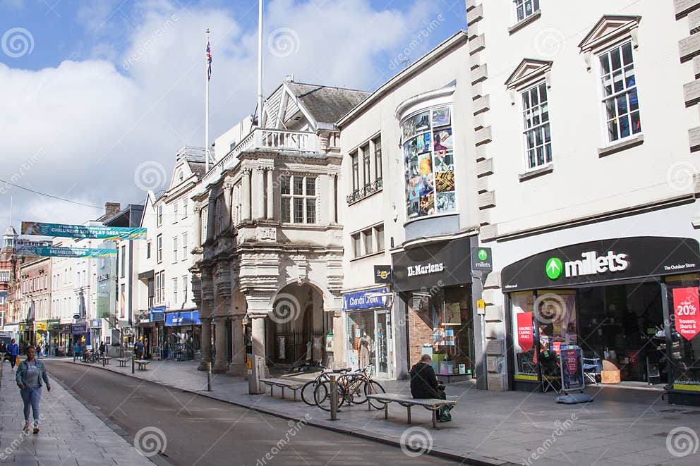 People on the High Street in Exeter, Devon in the UK Editorial Stock Image - Image of high ...