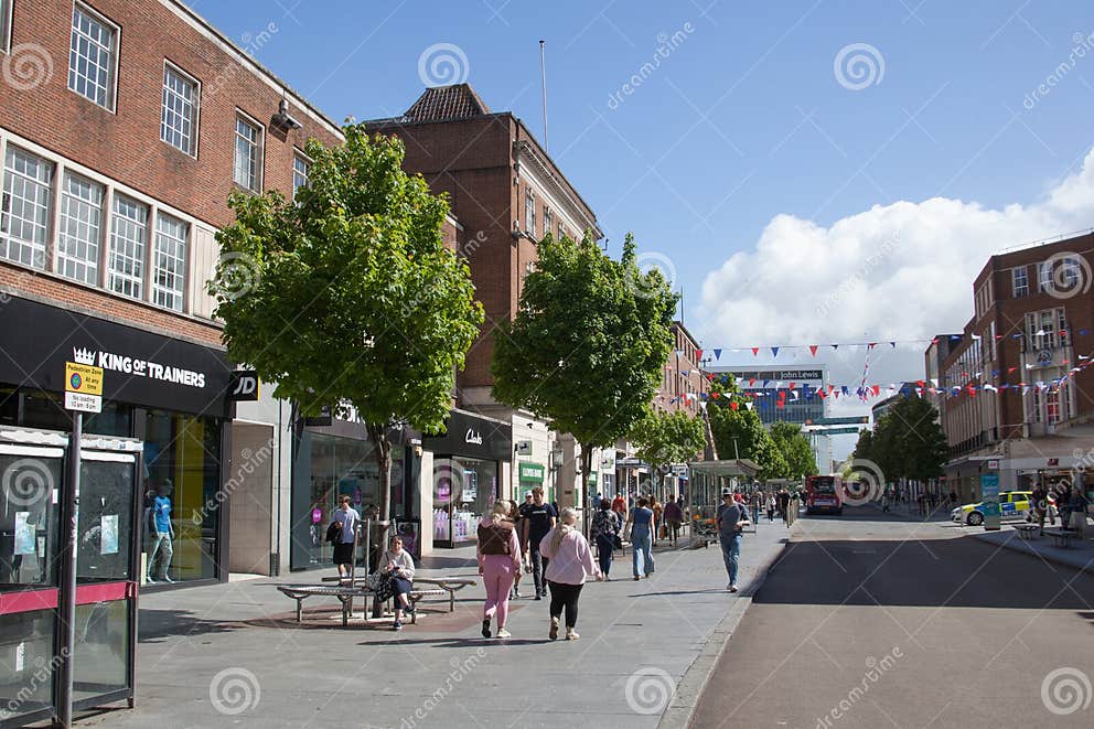 People on the High Street in Exeter, Devon in the UK Editorial Image - Image of precinct ...