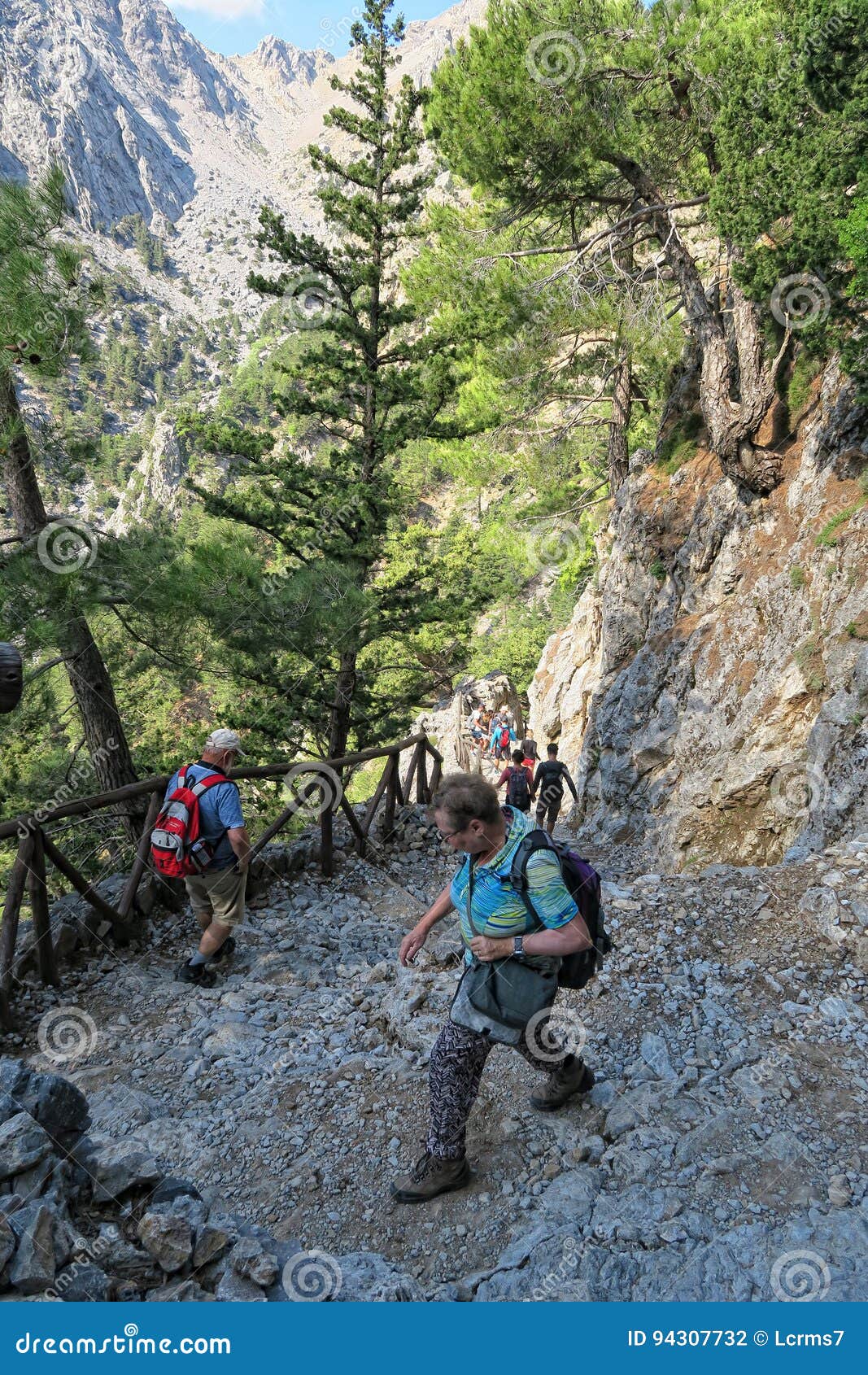 People Hiking on Trail through Samaria Gorge. Crete, Greece Editorial ...