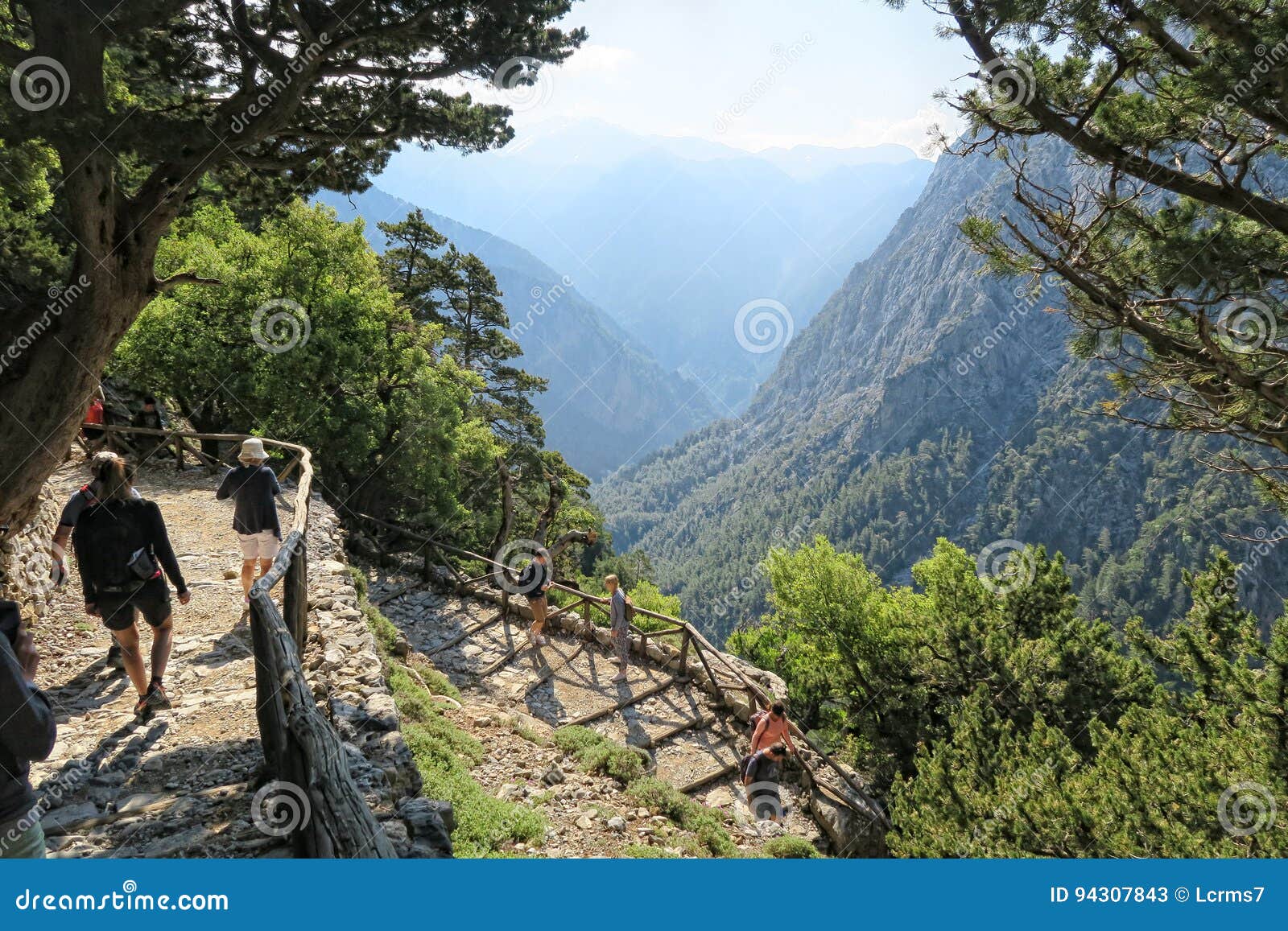 People Hiking On Trail Through Samaria Gorge. Crete, Greece. Editorial ...