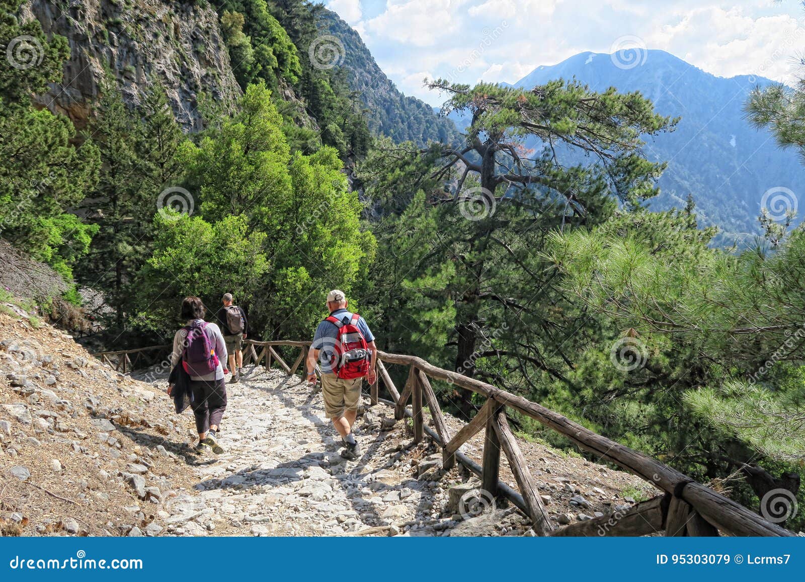 People Hiking on Trail through Samaria Gorge. Crete, Greece Editorial ...