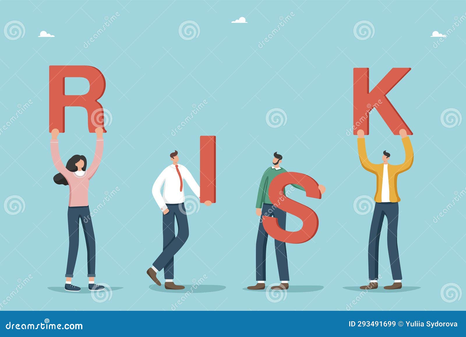 People Hold Letters Risk in Your Hands Stock Vector - Illustration of ...
