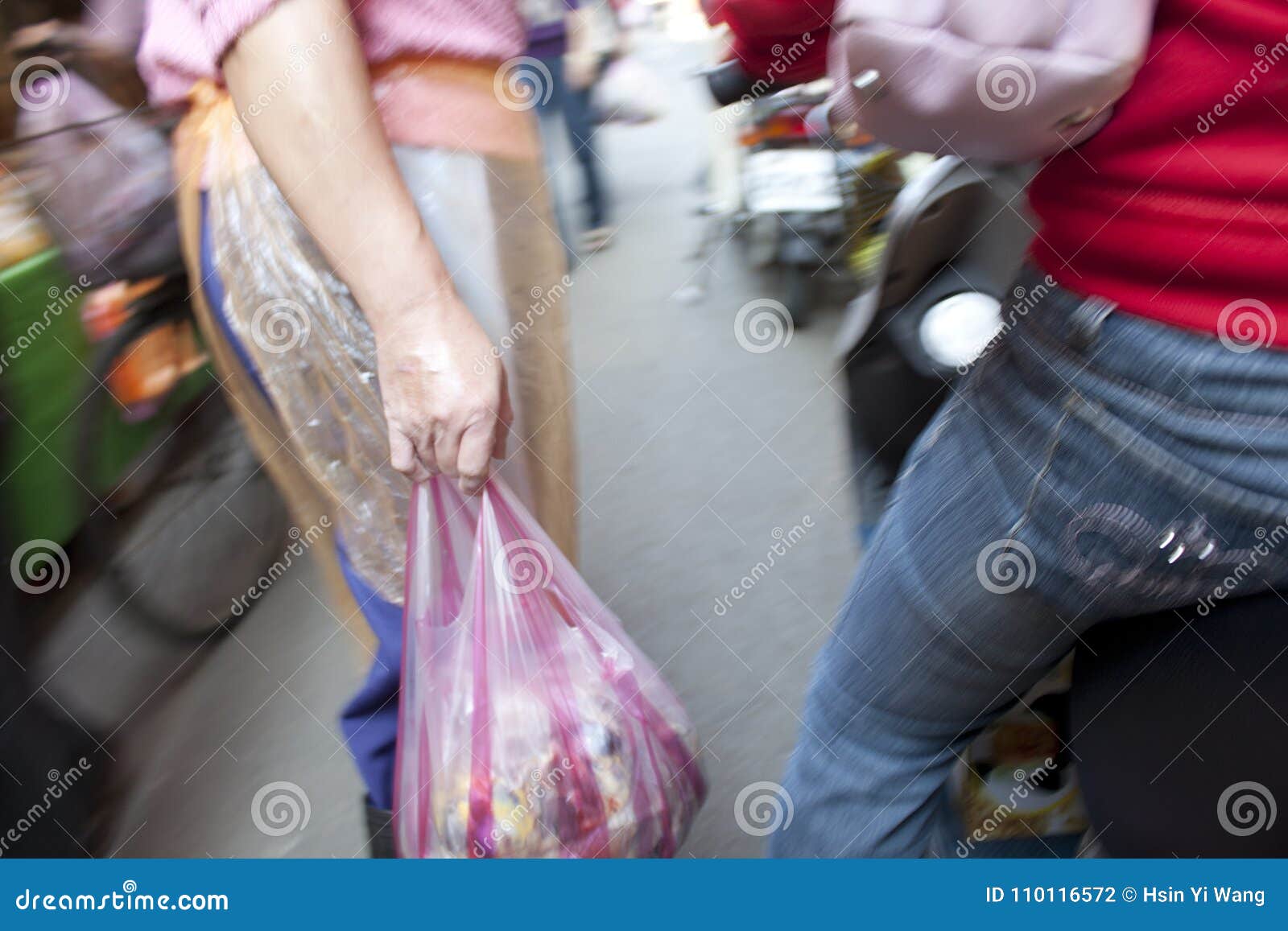 People Hold Red Plastic Bag in the Market. Stock Photo - Image of hand ...