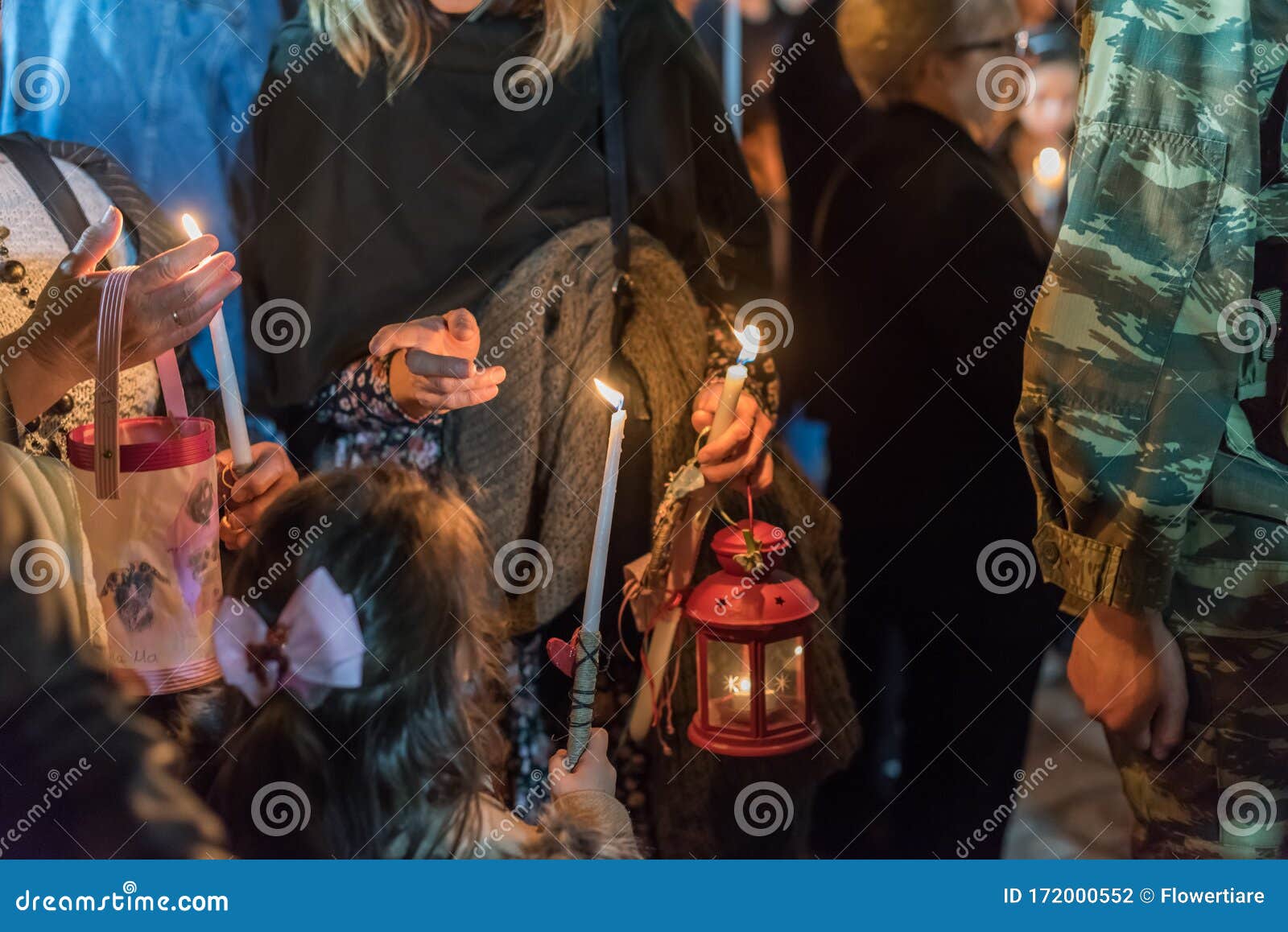 People Holding Candle at Night during Church Service. Editorial ...