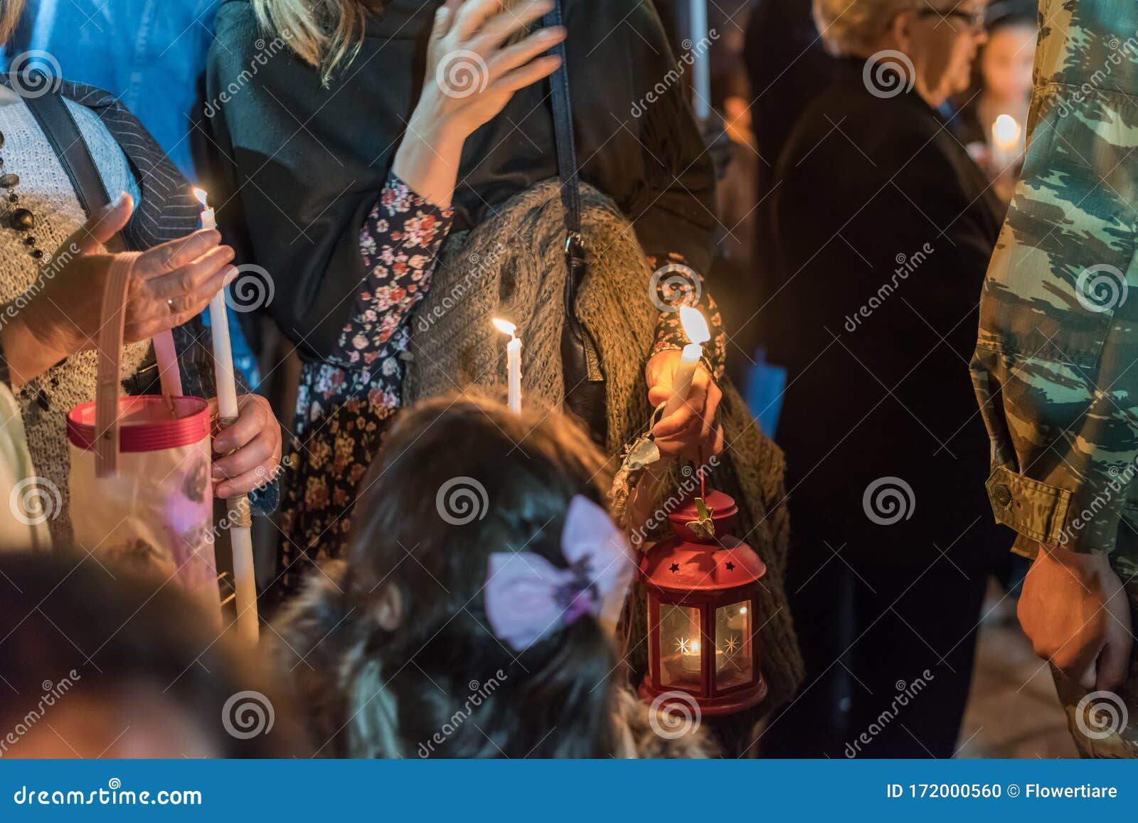 People Holding Candle at Night during Church Service. Stock Photo ...