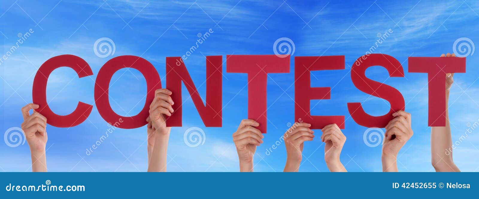 People Holding Contest in the Sky Stock Image - Image of holding, good ...