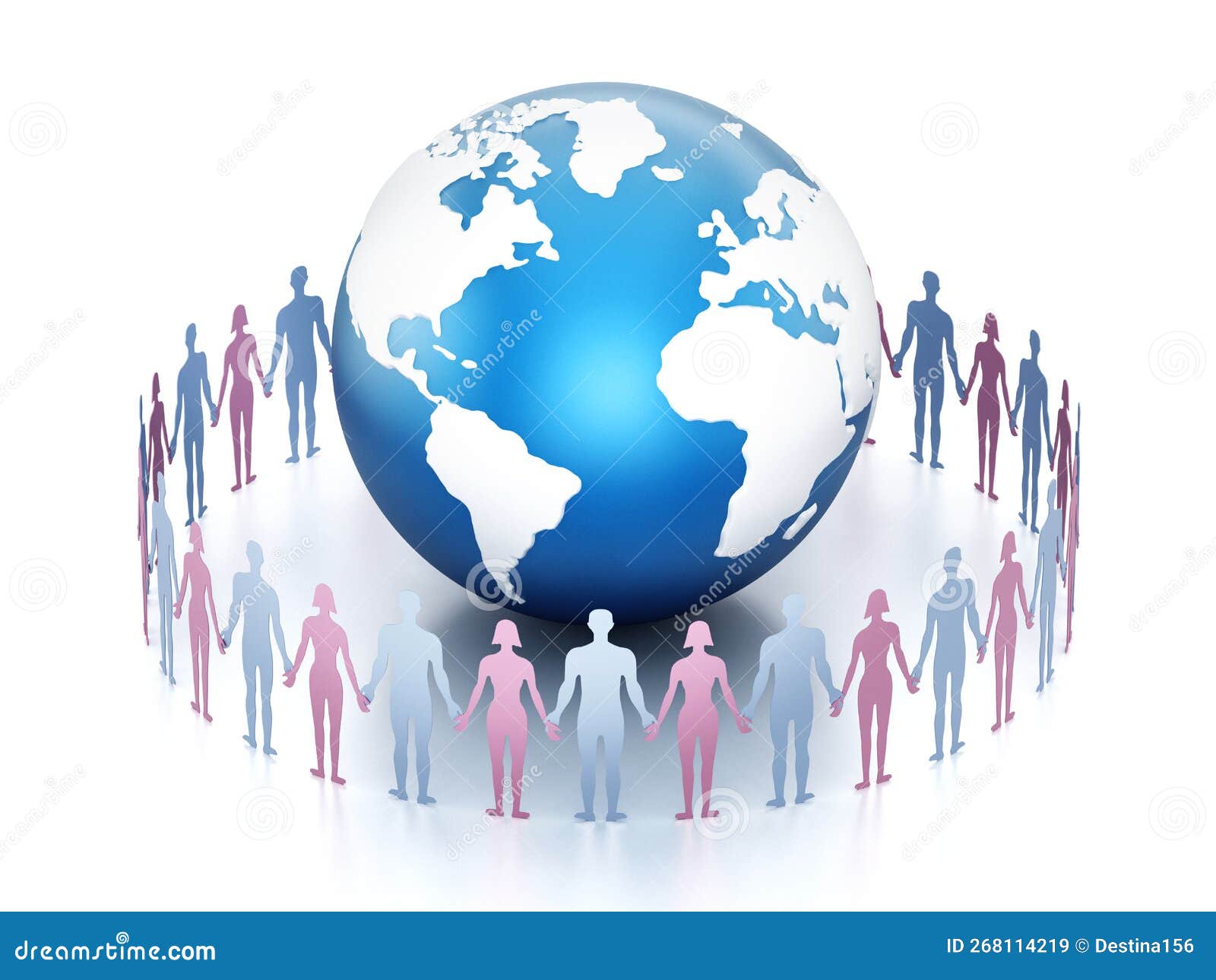 People Holding Hands Around the World. 3D Illustration Stock ...