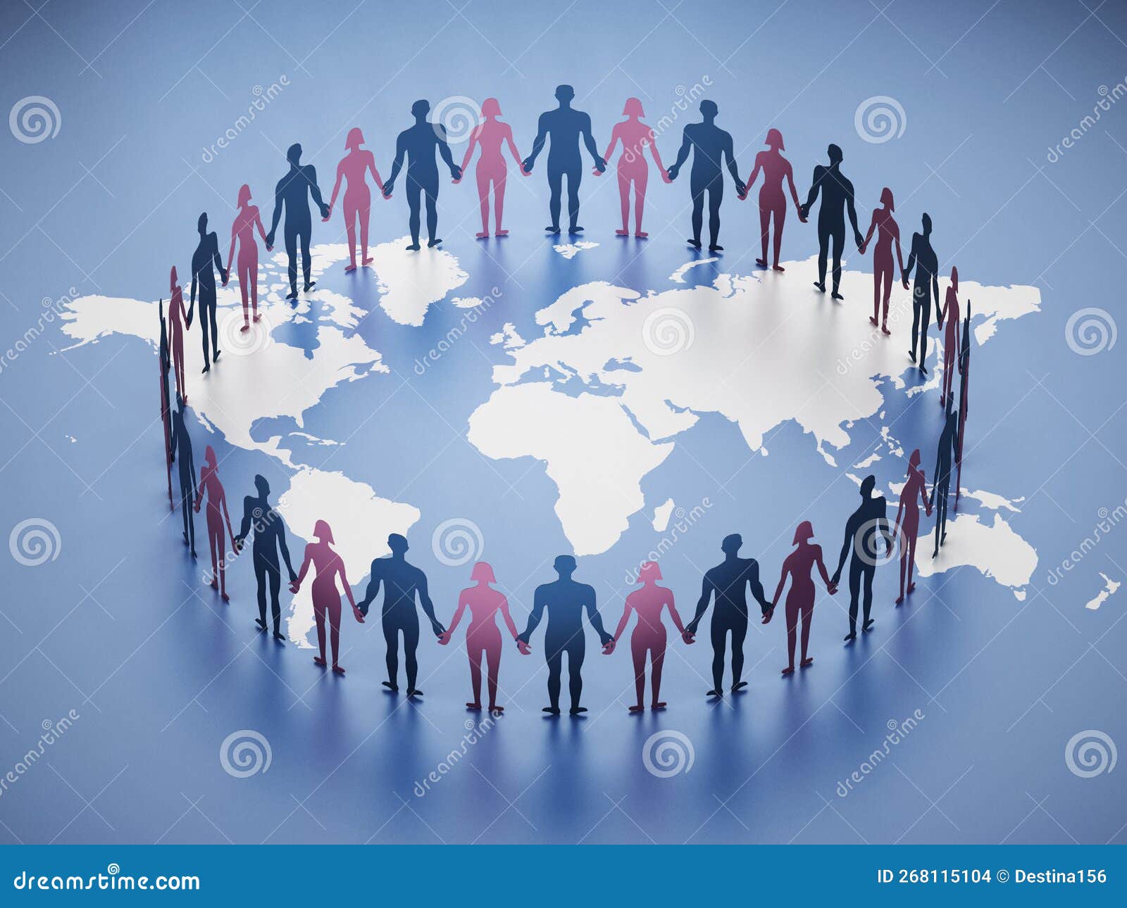 People Holding Hands Around the World. 3D Illustration Stock ...