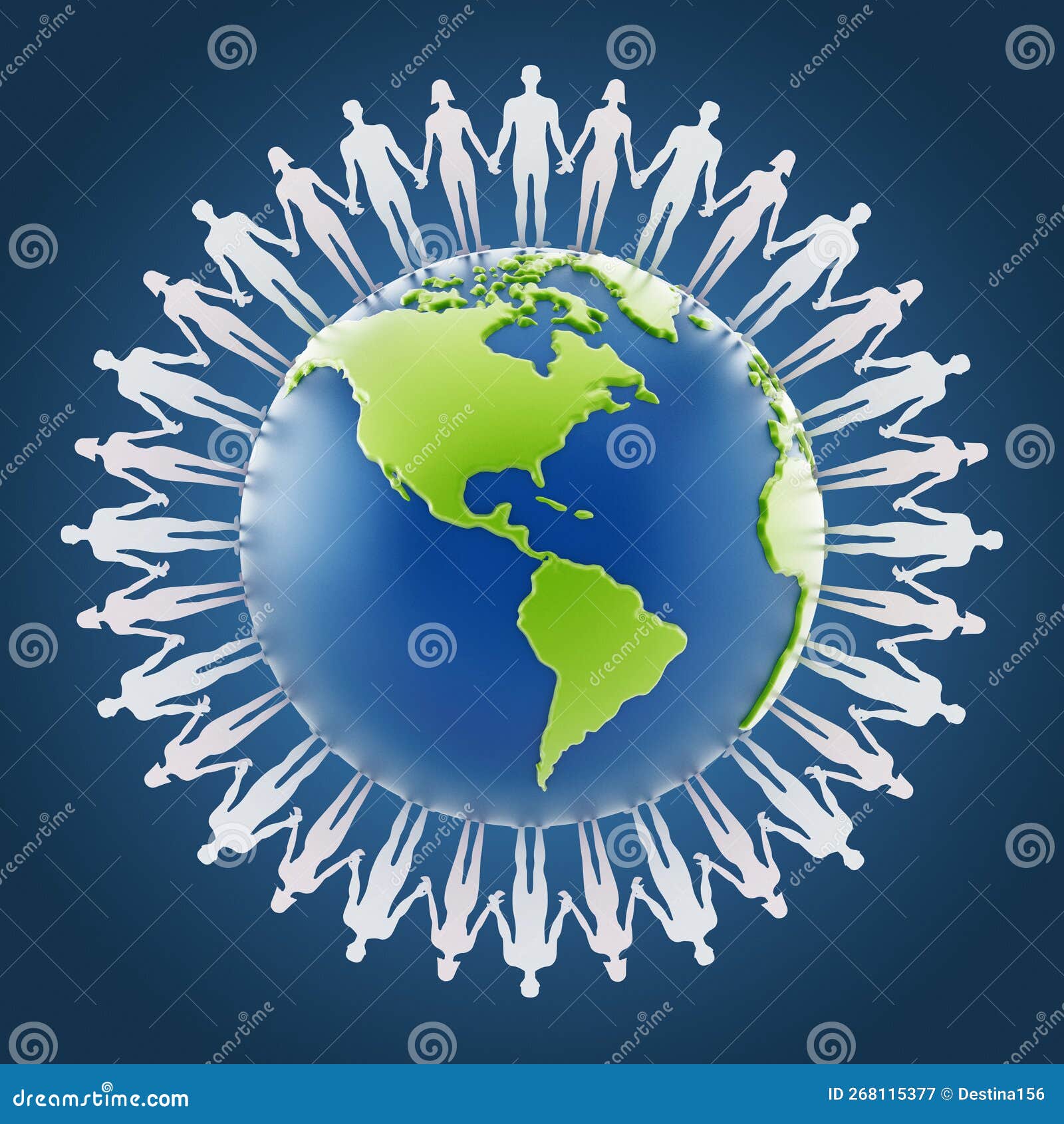 People Holding Hands Around the World. 3D Illustration Stock ...